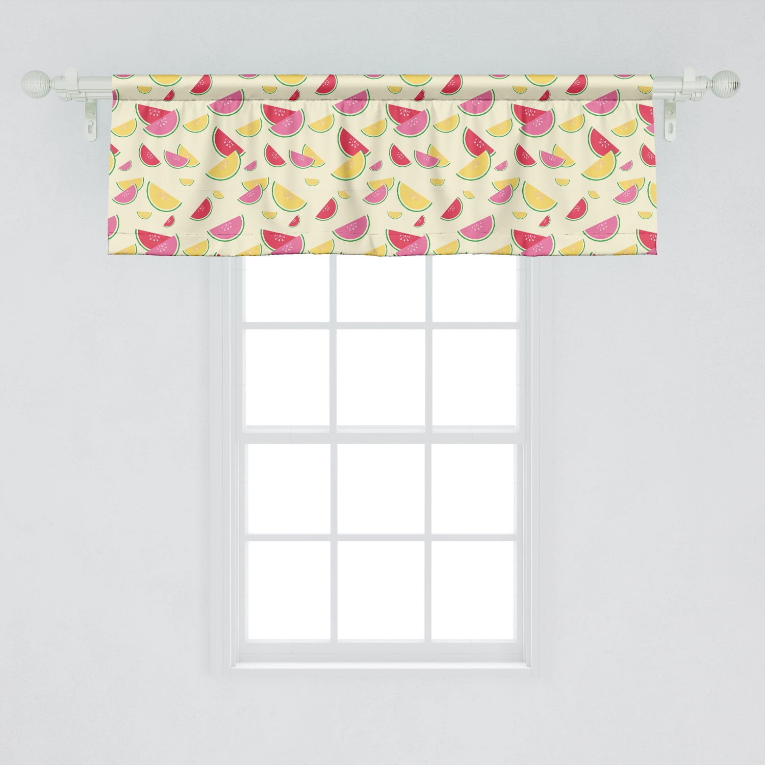 Ambesonne Melon Window Valance, Colorful Summer Themed Repetitive Fruit ...