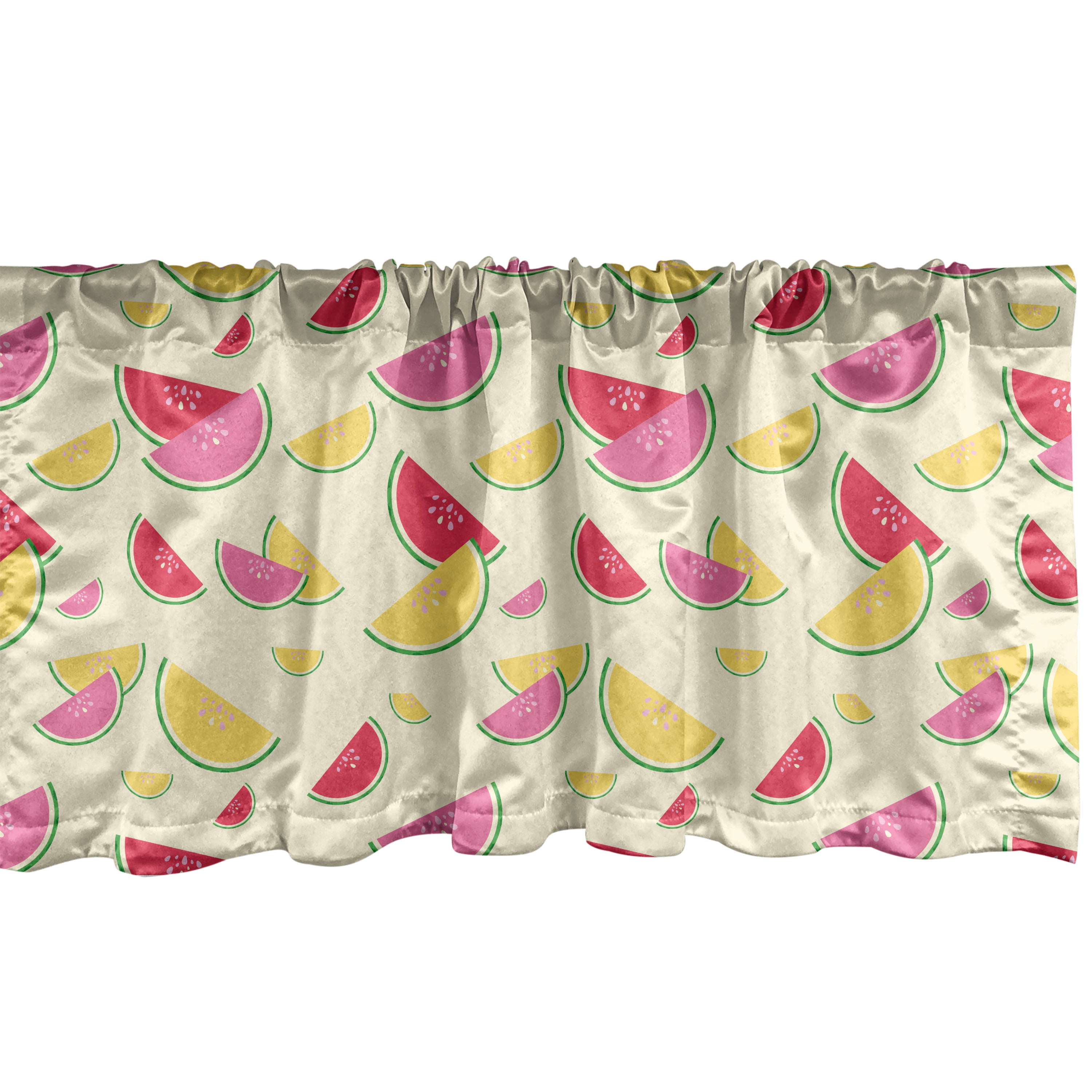 Ambesonne Melon Window Valance, Colorful Summer Themed Repetitive Fruit ...
