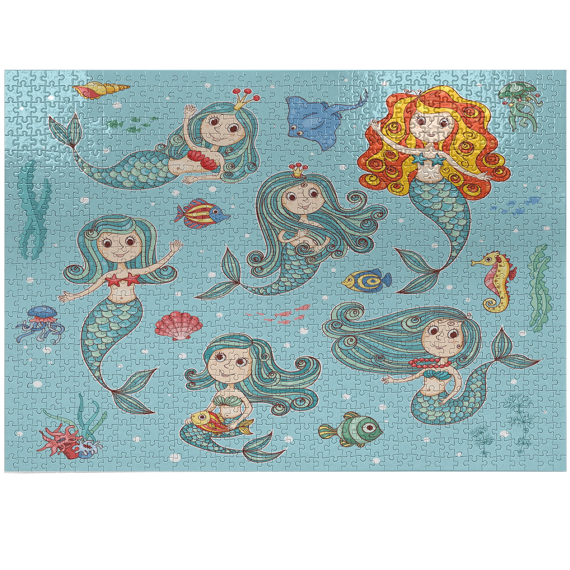 Ambesonne Mermaid Jigsaw Puzzle, Marine Creatures Art, Heirloom-Quality ...