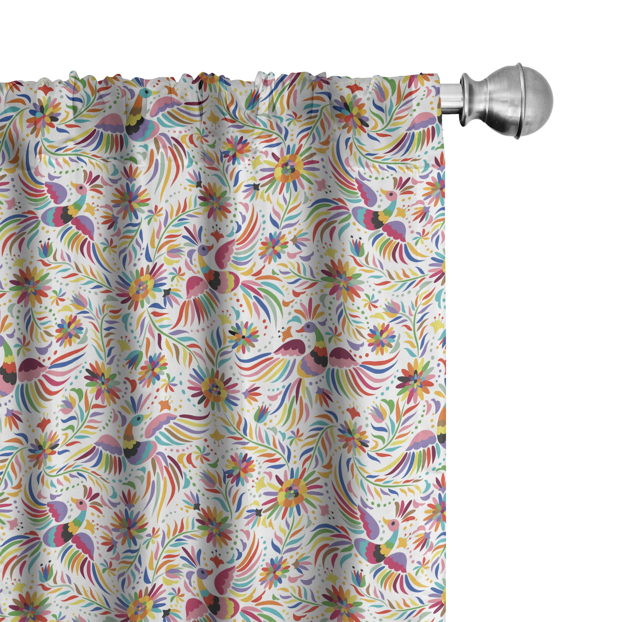 Ambesonne Mexican Curtains, Colorful Nature Ethnic, Pair of 28"x84 ...