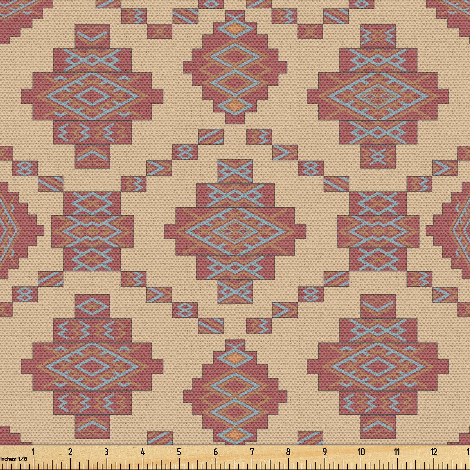 Ambesonne Mexican Fabric by the Yard Upholstery, Ethnic Lines ...