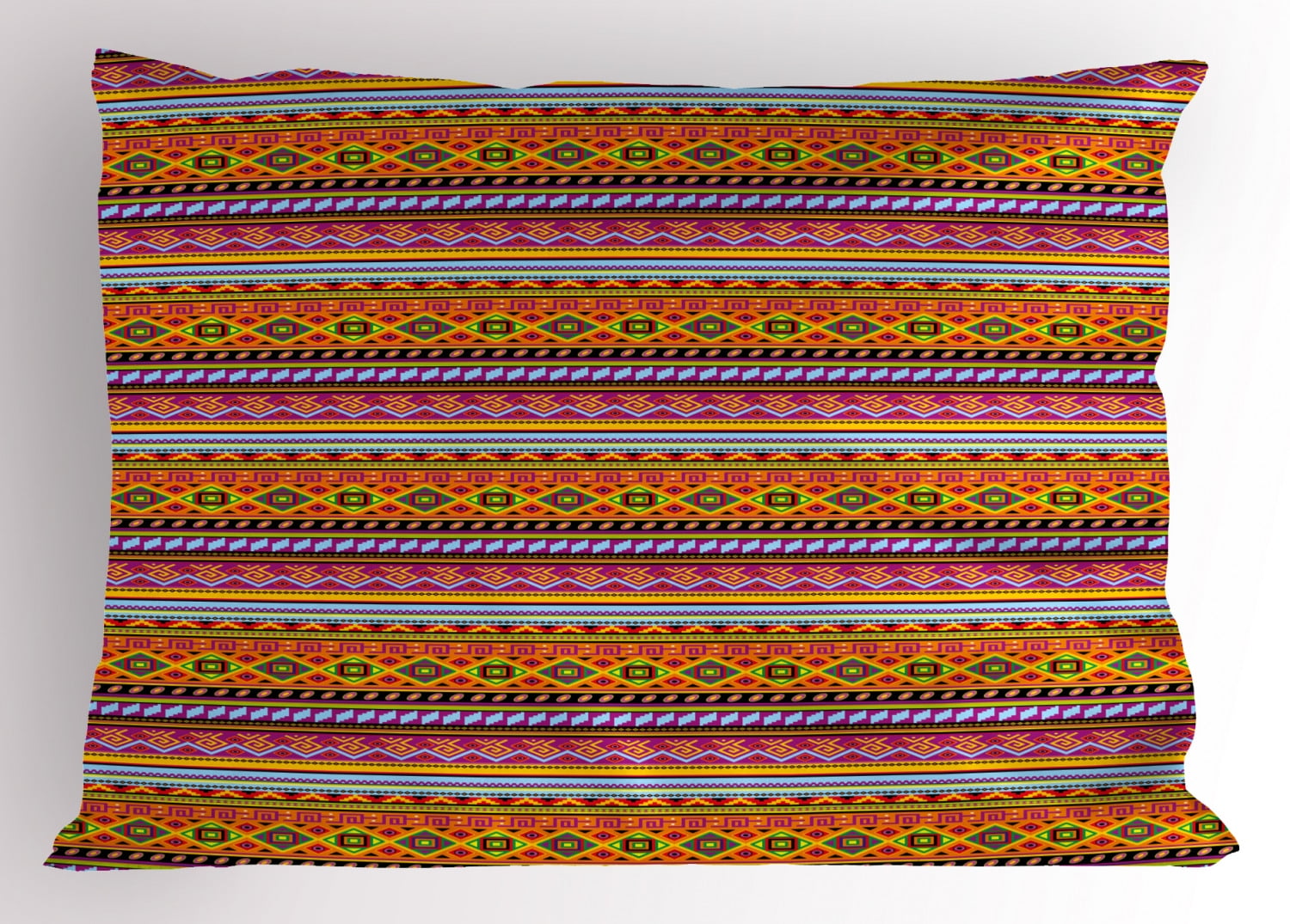 Ambesonne Mexican Pillow Sham, Folk Vintage Geometric, 26" X 20 ...