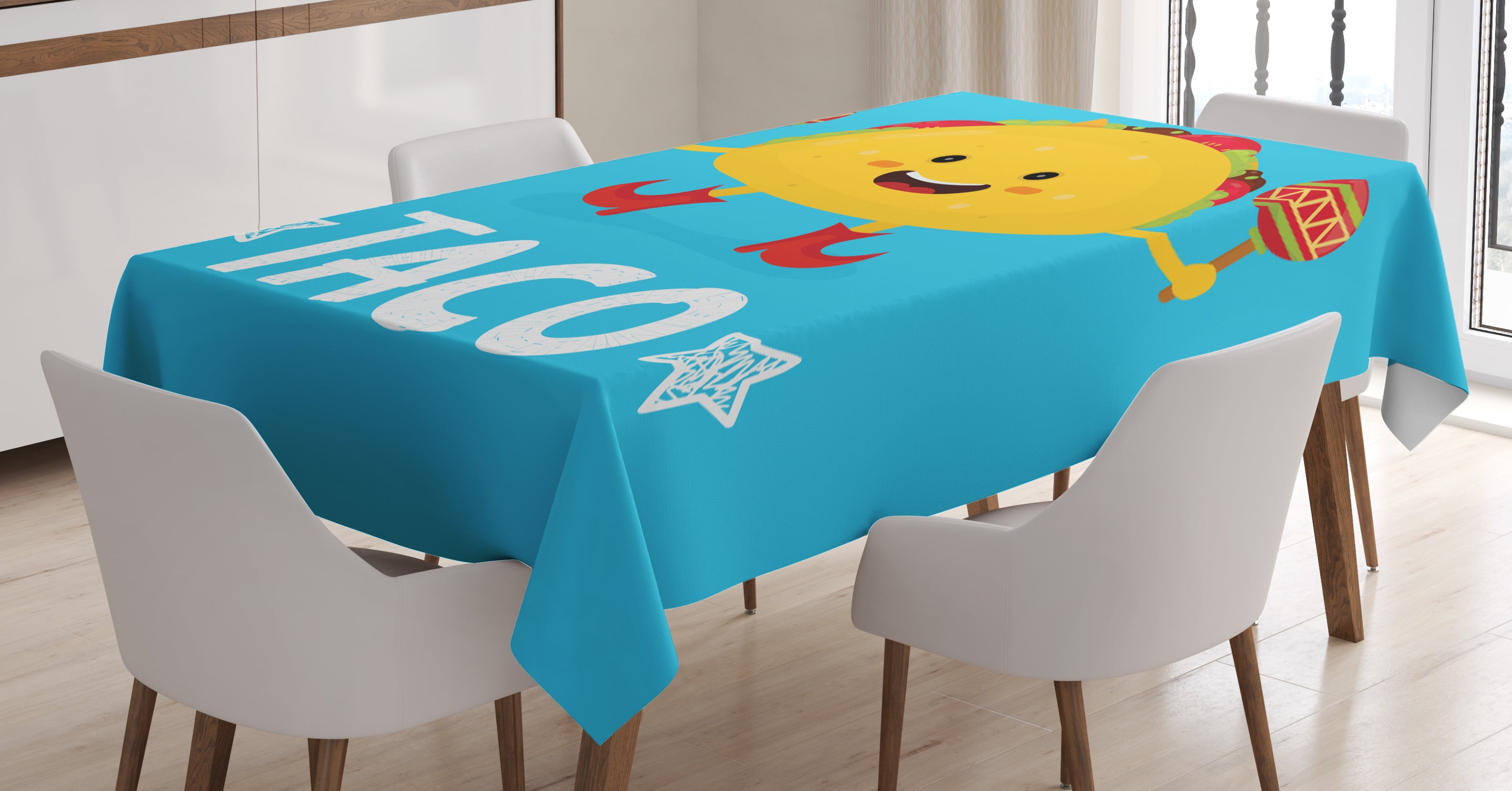 Ambesonne Mexican Tablecloth Rectangular Table Cover, Dancing Funny ...