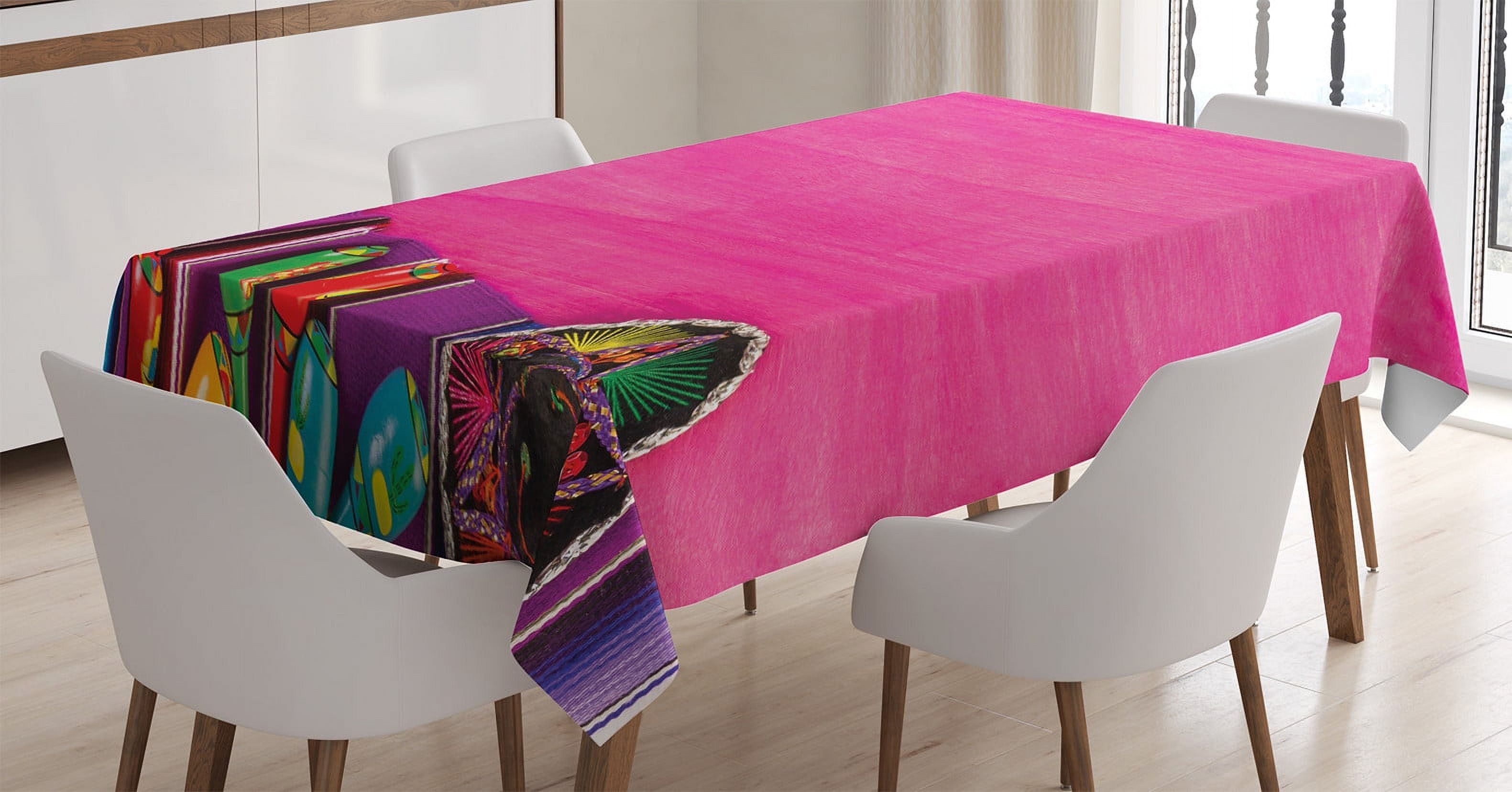 Ambesonne Mexican Tablecloth Rectangular Table Cover, Folkloric Serape ...