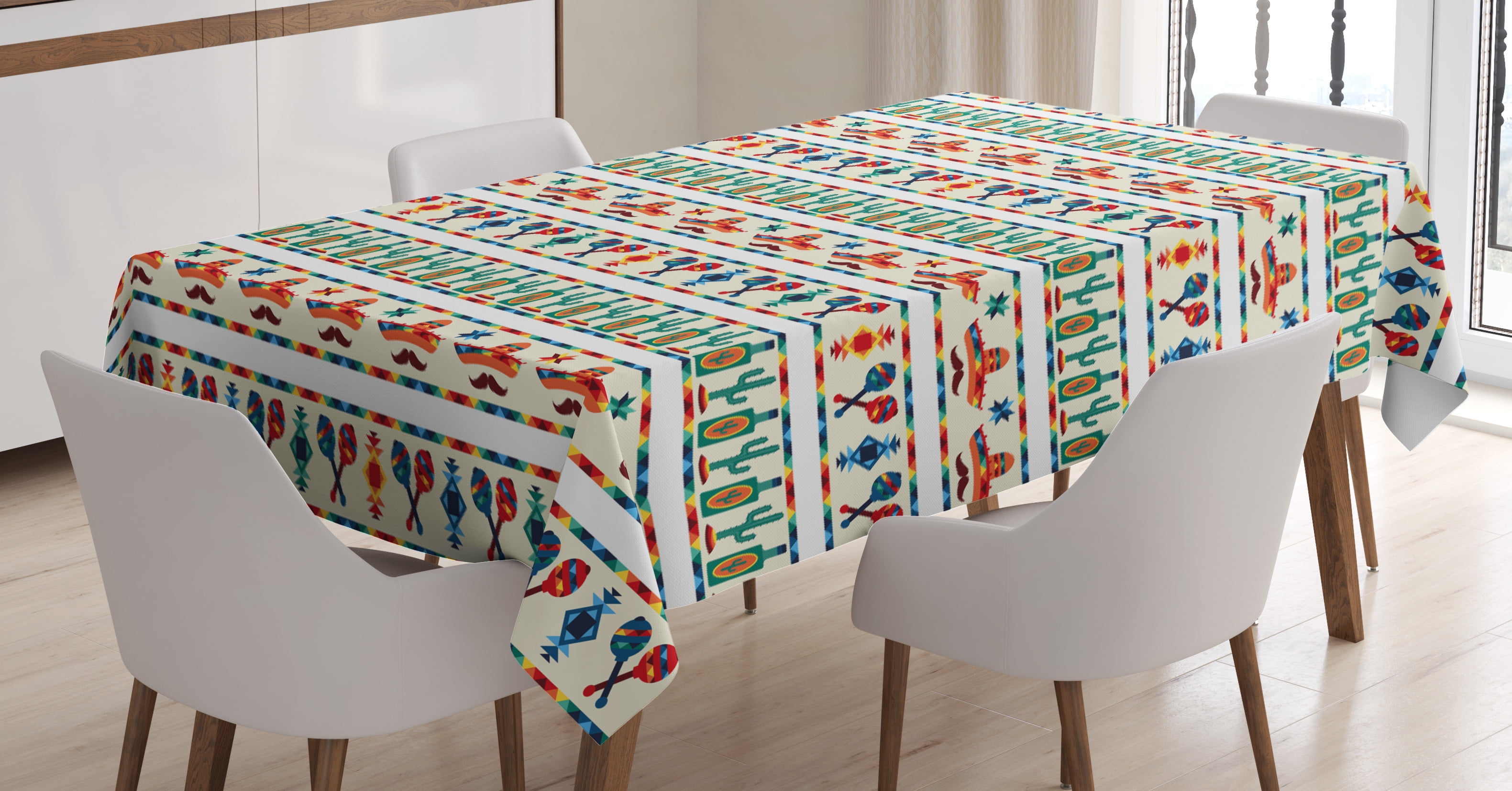 Ambesonne Mexican Tablecloth Rectangular Table Cover, Native Cultural ...