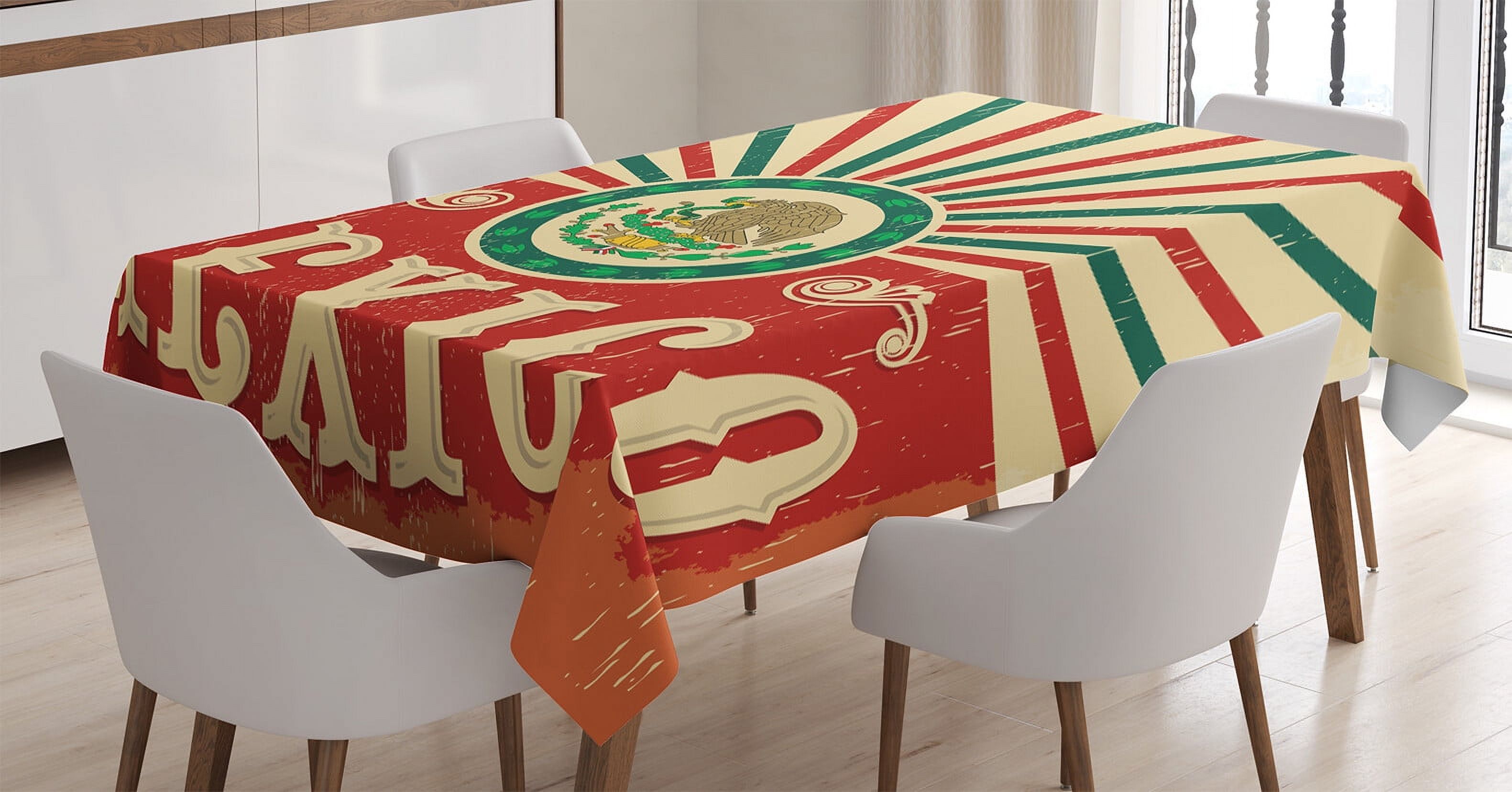 Ambesonne Mexican Tablecloth Rectangular Table Cover, Vintage Poster ...