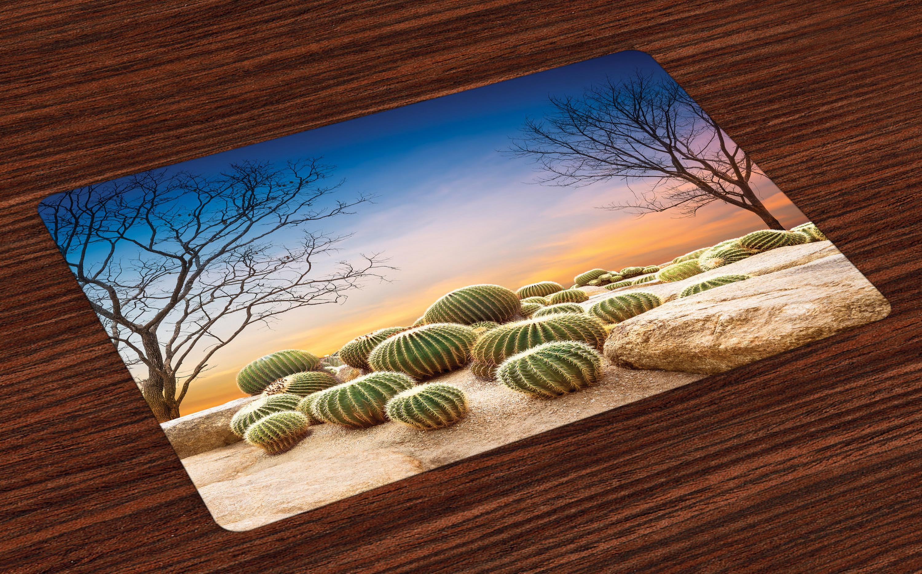 Ambesonne Mexico Place Mats Set of 4, Cactus Balls on Mountain ...