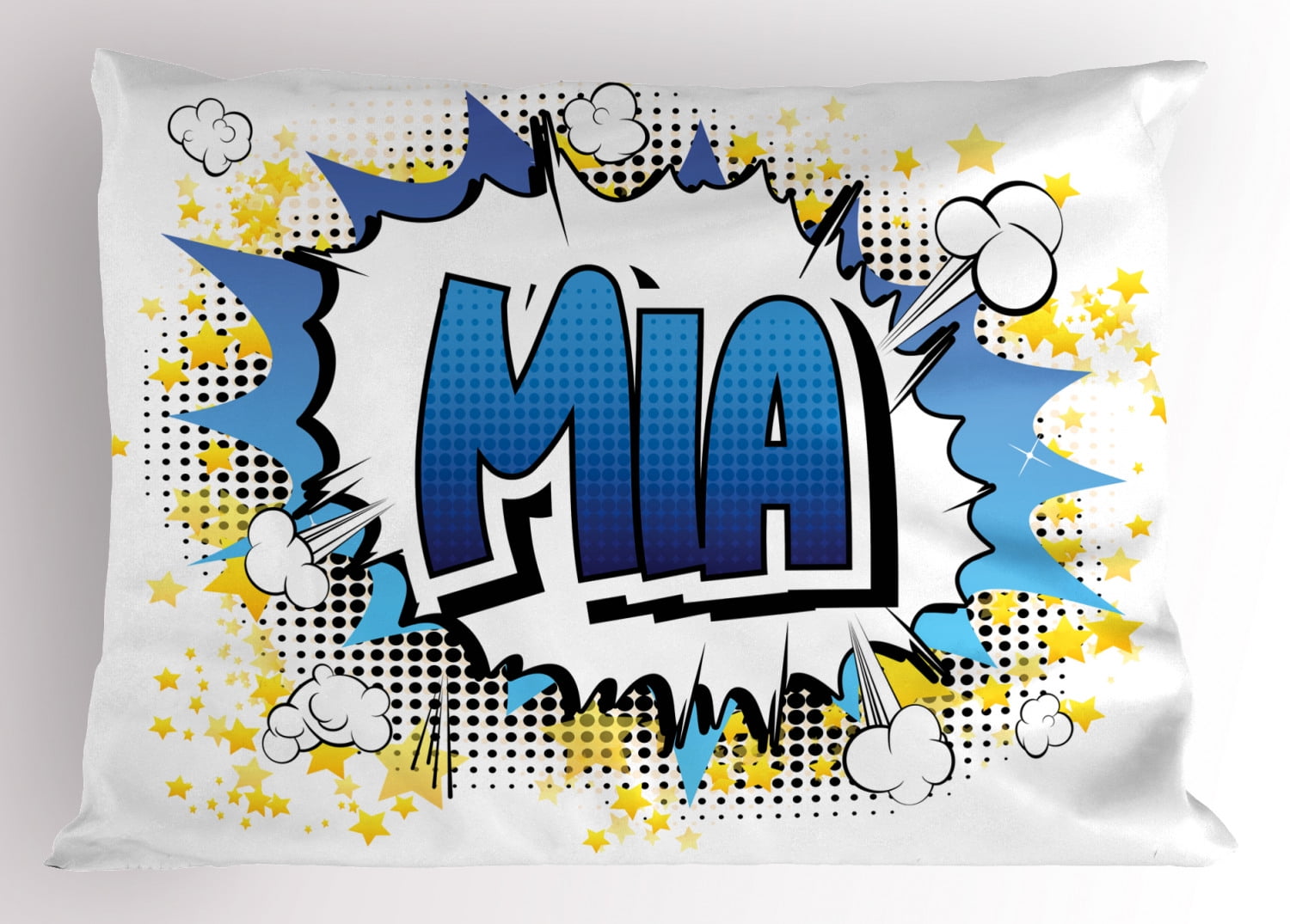 Ambesonne Mia Pillow Sham, Feminine Name Comic Art, 26" X 20 ...