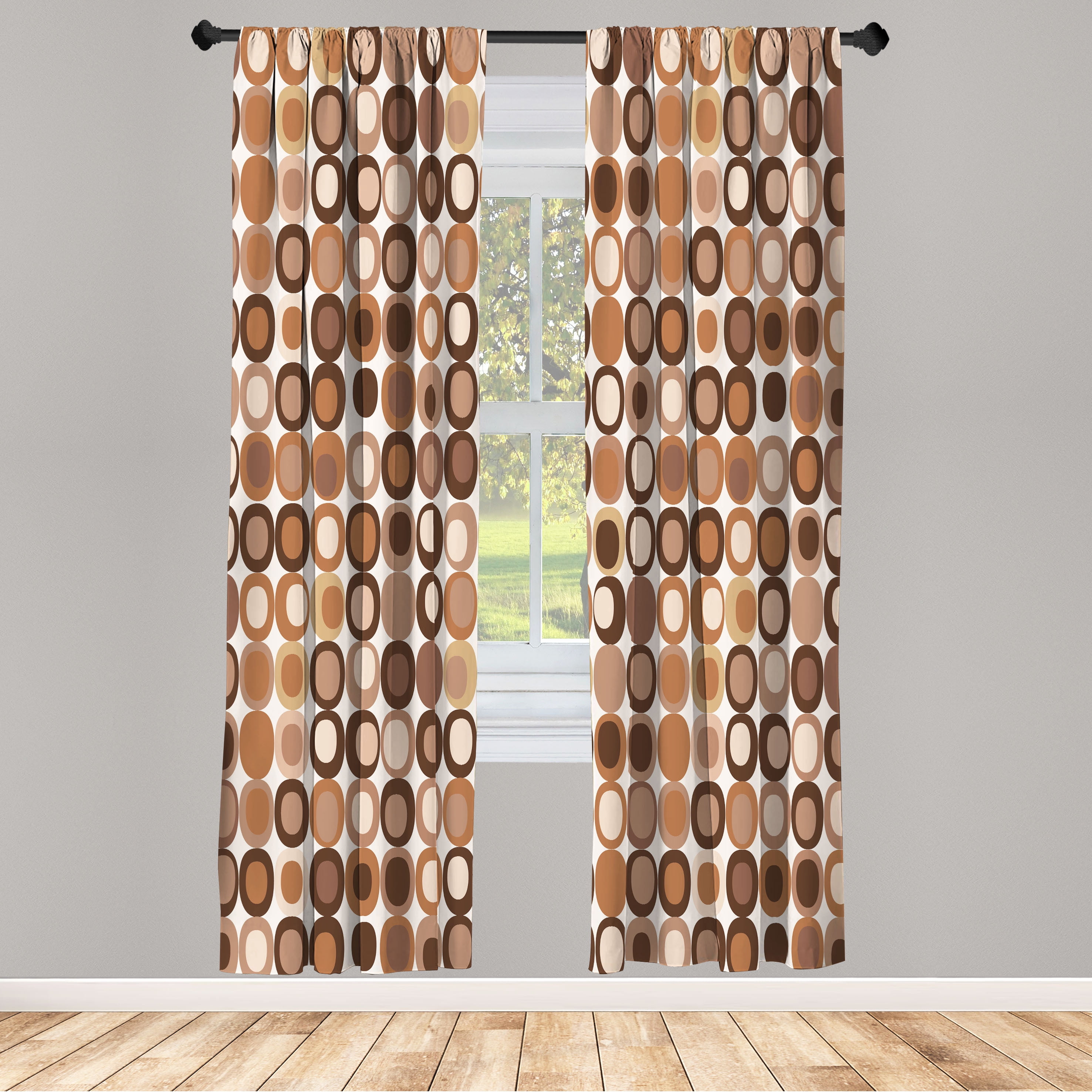 Ambesonne Mid Century Curtains, Retro Round Mosaic Art, Pair of 28"x84 ...