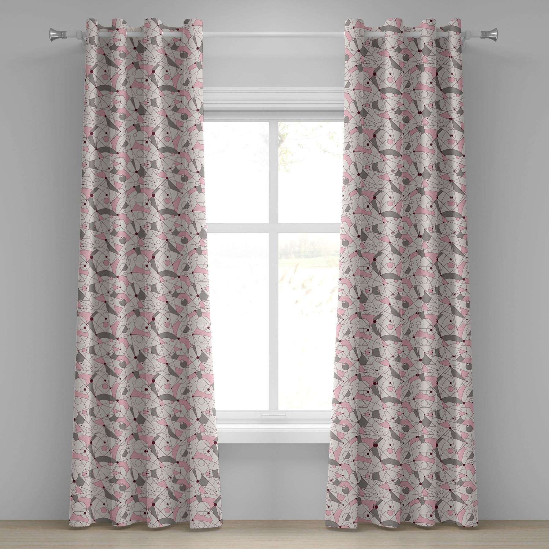 Ambesonne Mid Century Grommet Curtain, Modernist Geometric, 50" x 84 ...