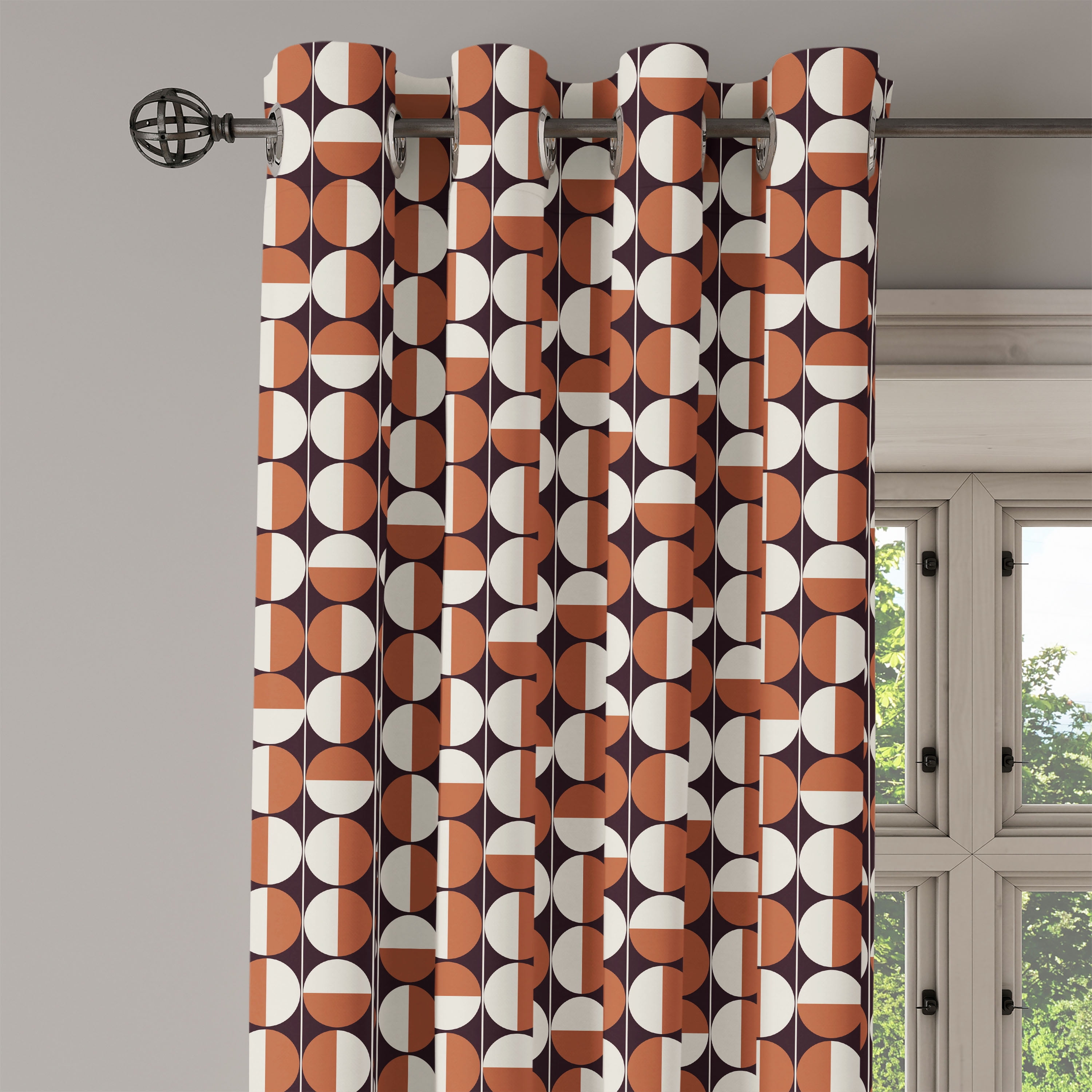 Ambesonne Mid Century Grommet Curtain Single Panel, Bicolor Circles, 50 ...