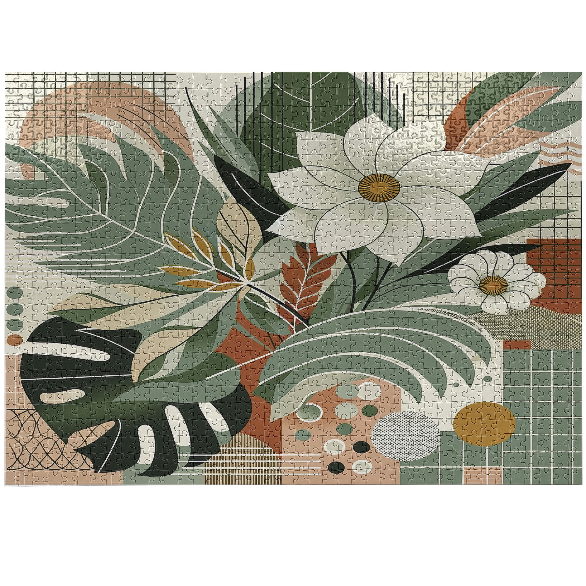 Ambesonne Mid Century Modern Jigsaw Puzzle, Leafy Huddle Art, Heirloom ...