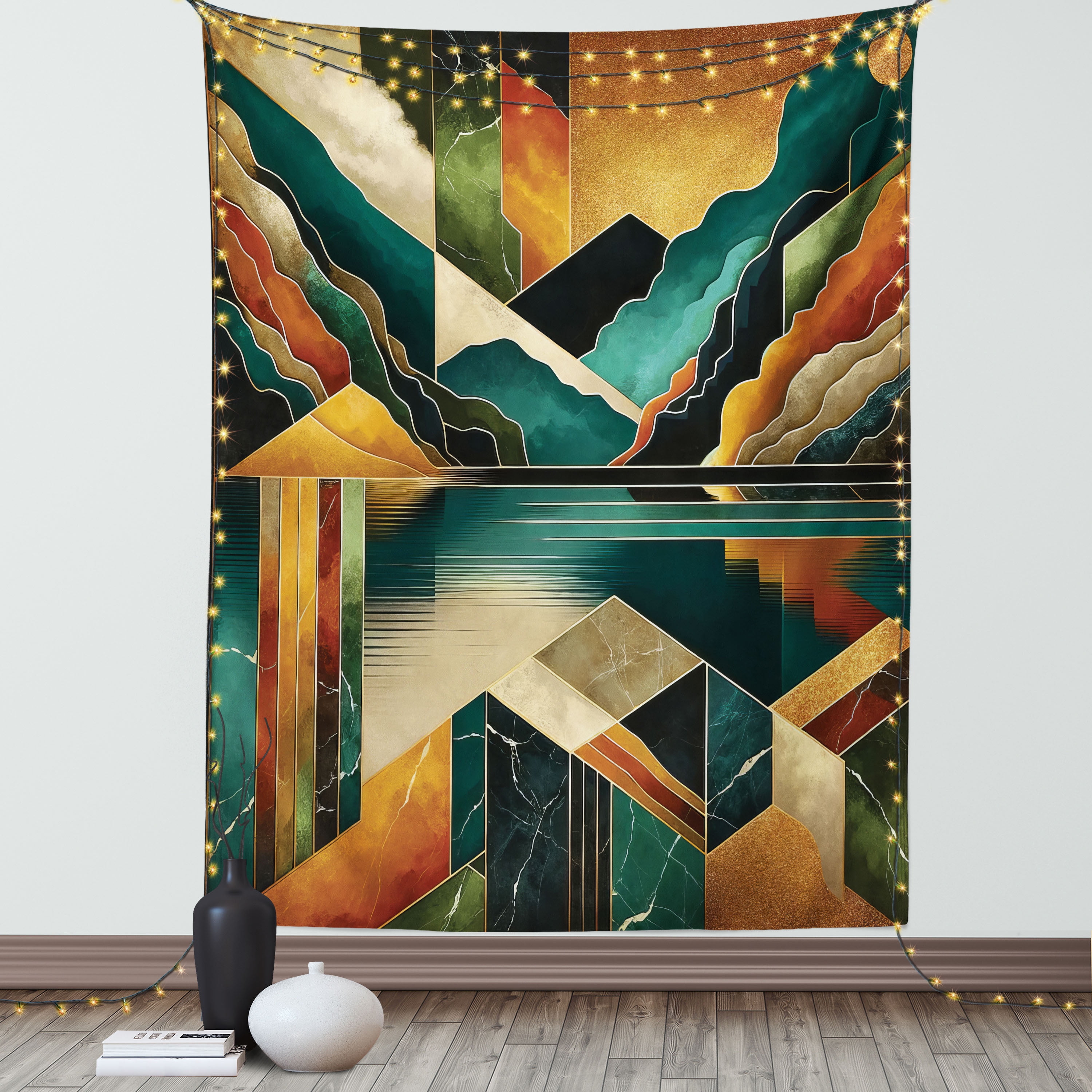 Ambesonne Mid Century Modern Tapestry Wall Hanging, Lake Mountains, 40 ...