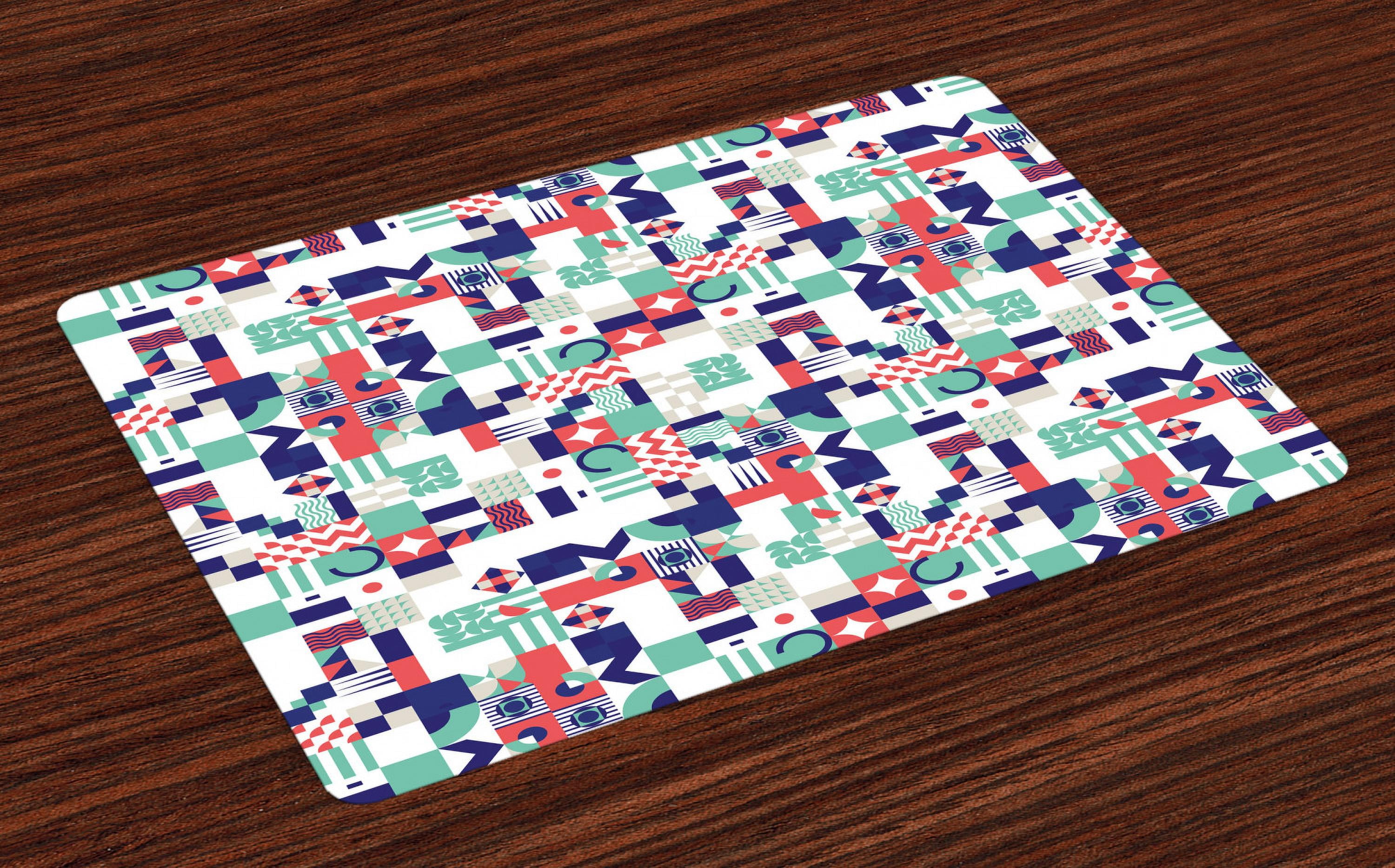 Ambesonne Mid Century Place Mats Set of 4, Pastel Funky Shapes ...