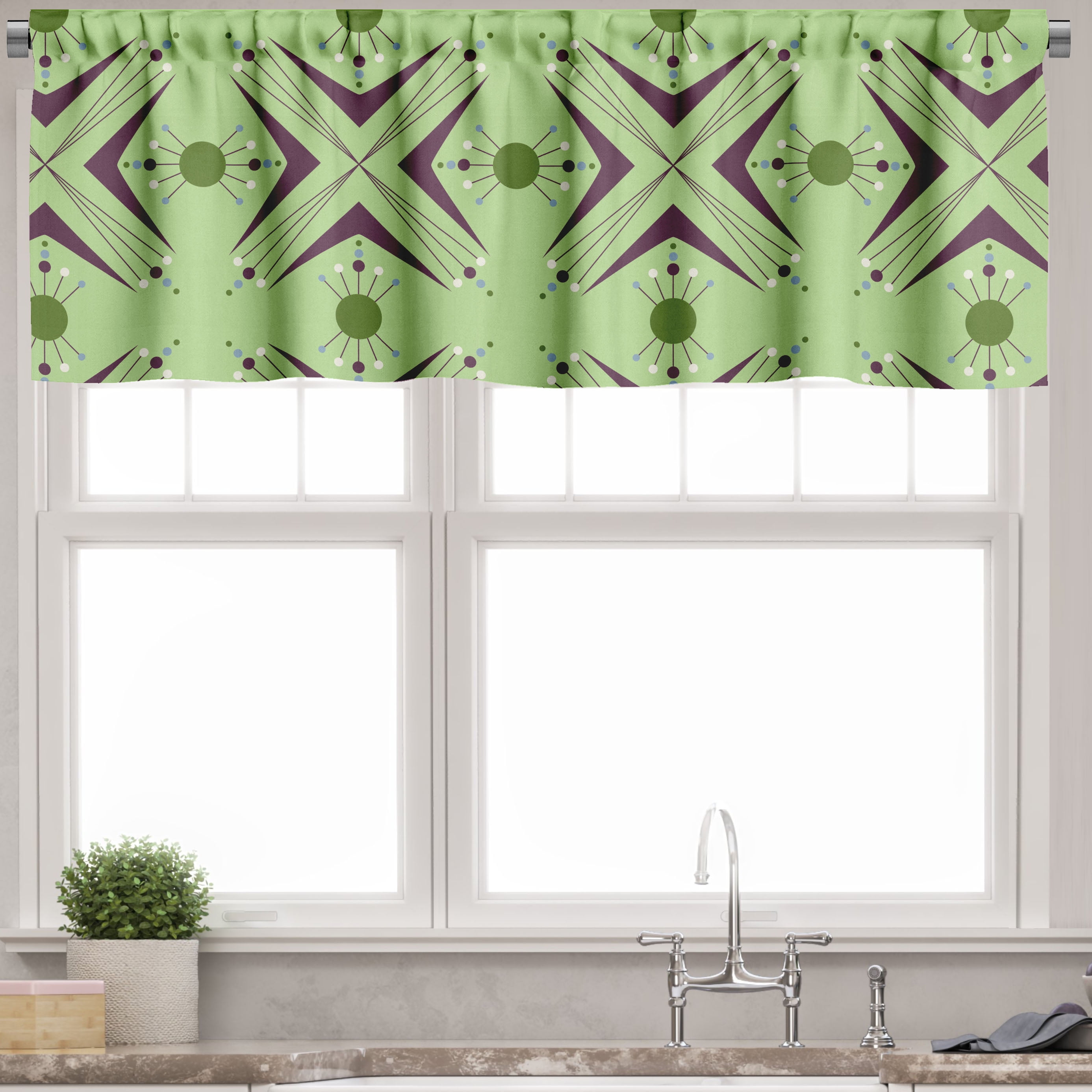 Ambesonne Mid Century Window Valance, Atomic Boomerang, 54" X 18 ...