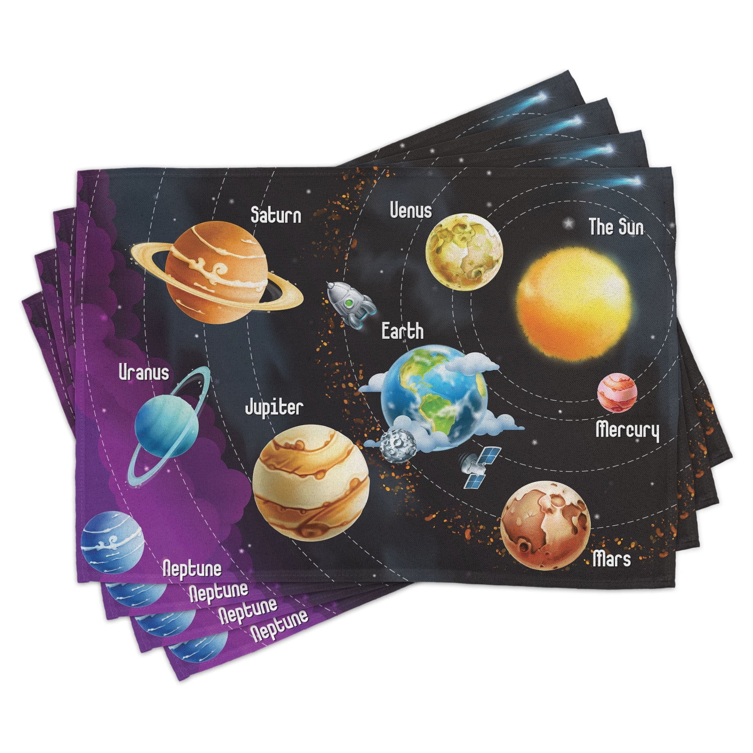 Ambesonne Milky Way Place Mats Set of 4, Solar System Planet, Standard ...