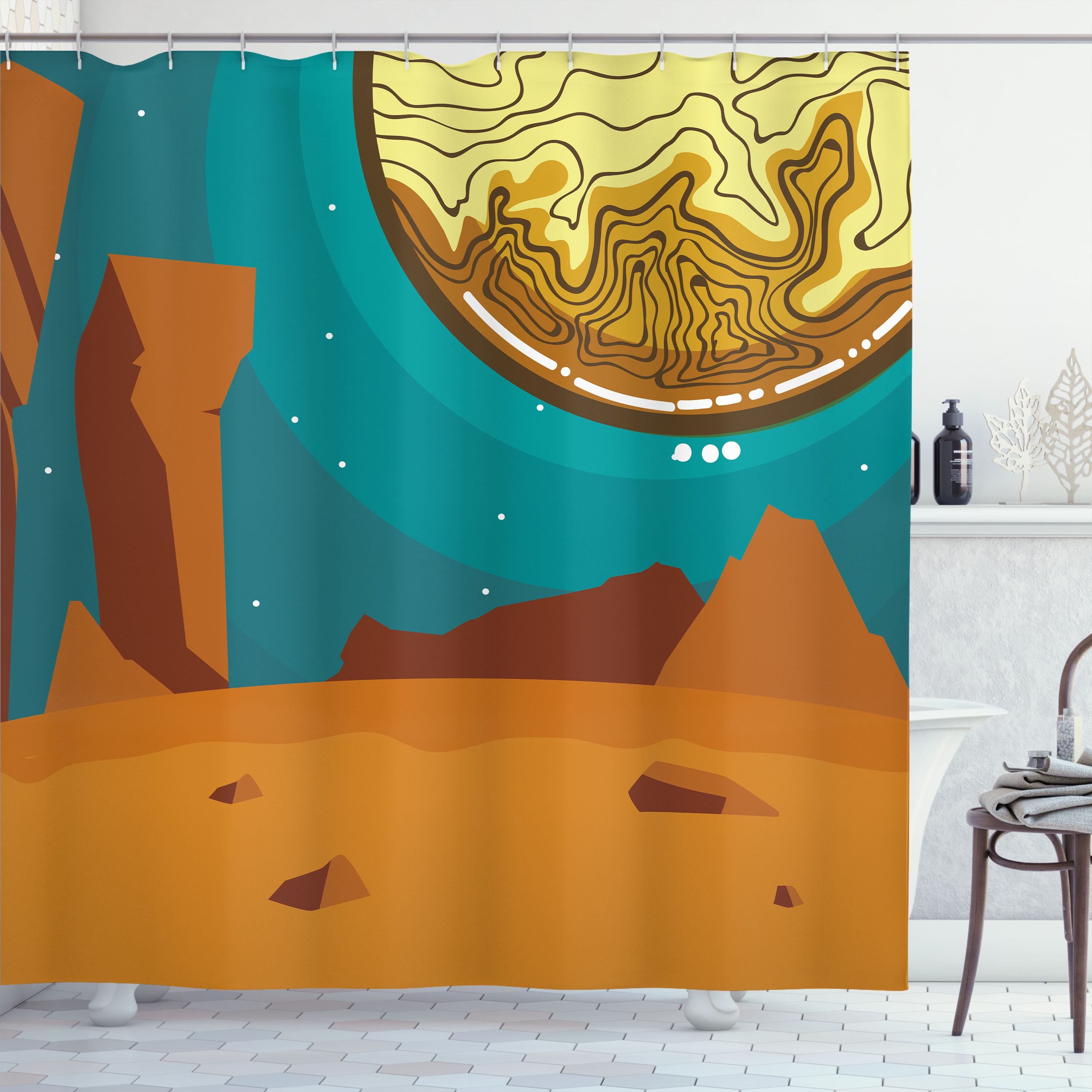 Ambesonne Milkyway Shower Curtain Neptune Planet Cartoon 69wx70l