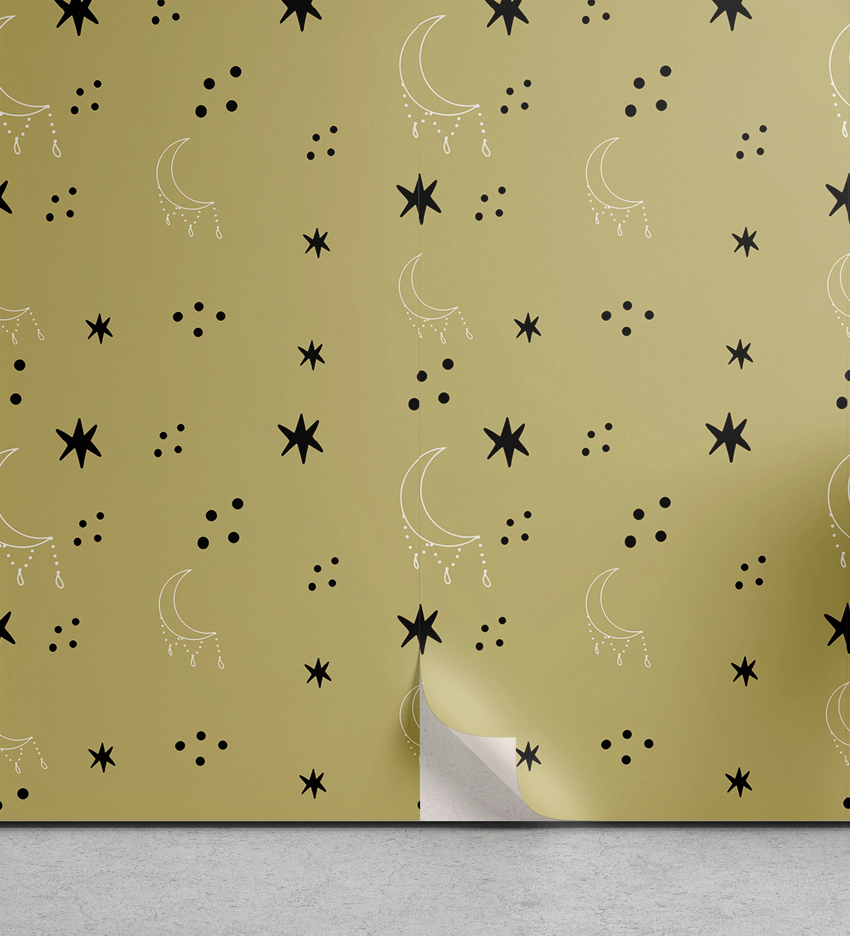 Ambesonne Minimal Boho Peel & Stick Wallpaper for Home, Crescent Stars ...