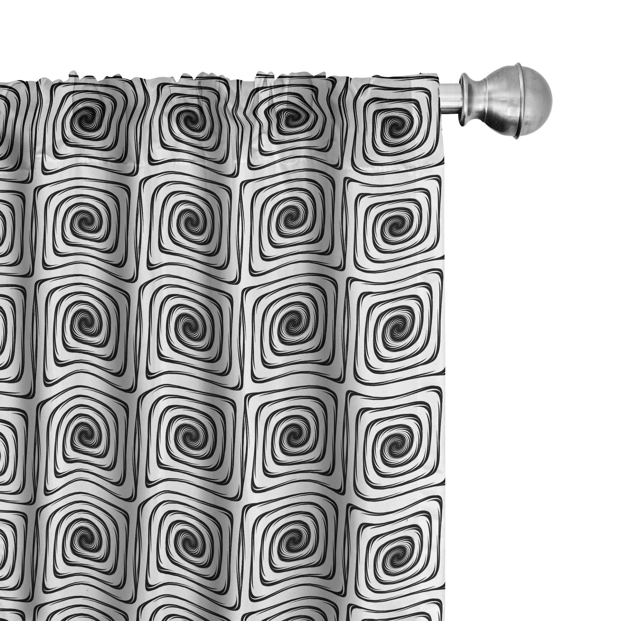 Ambesonne Minimalist Window Curtains, Simple Square Spirals, Each 28" W ...