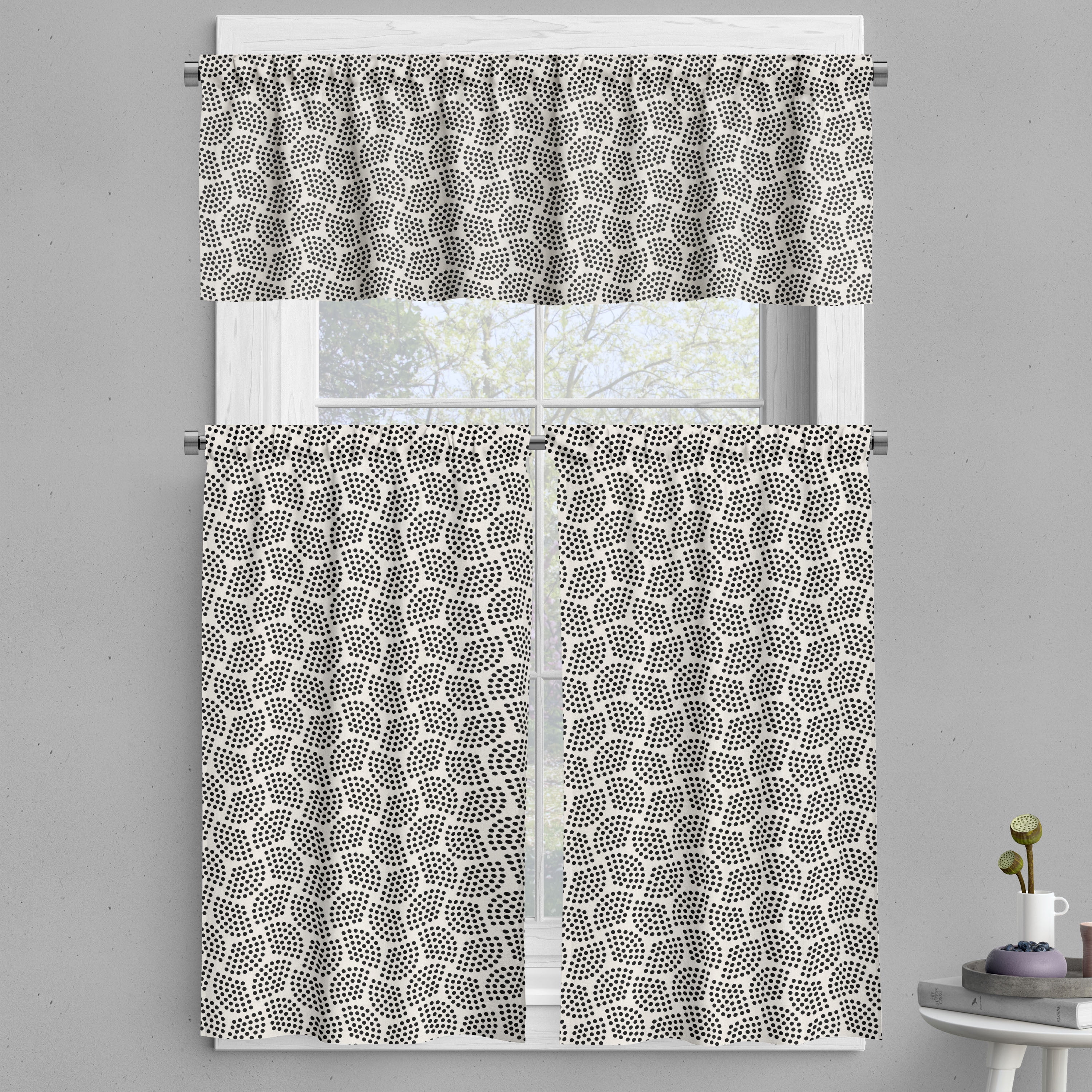 Ambesonne Minimalist Valance & Curtain, Dots Motif Art Deco Like, 55 ...