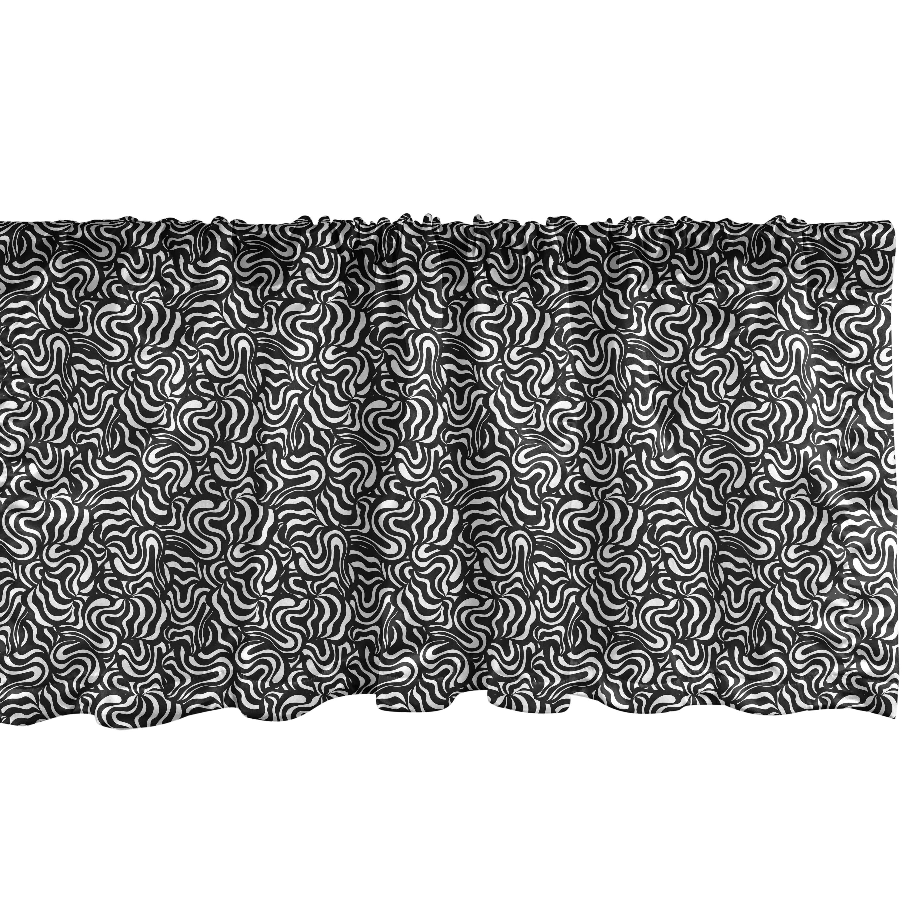 Ambesonne Minimalist Window Valance, Monochromatic Curvy Wavy Swirly ...