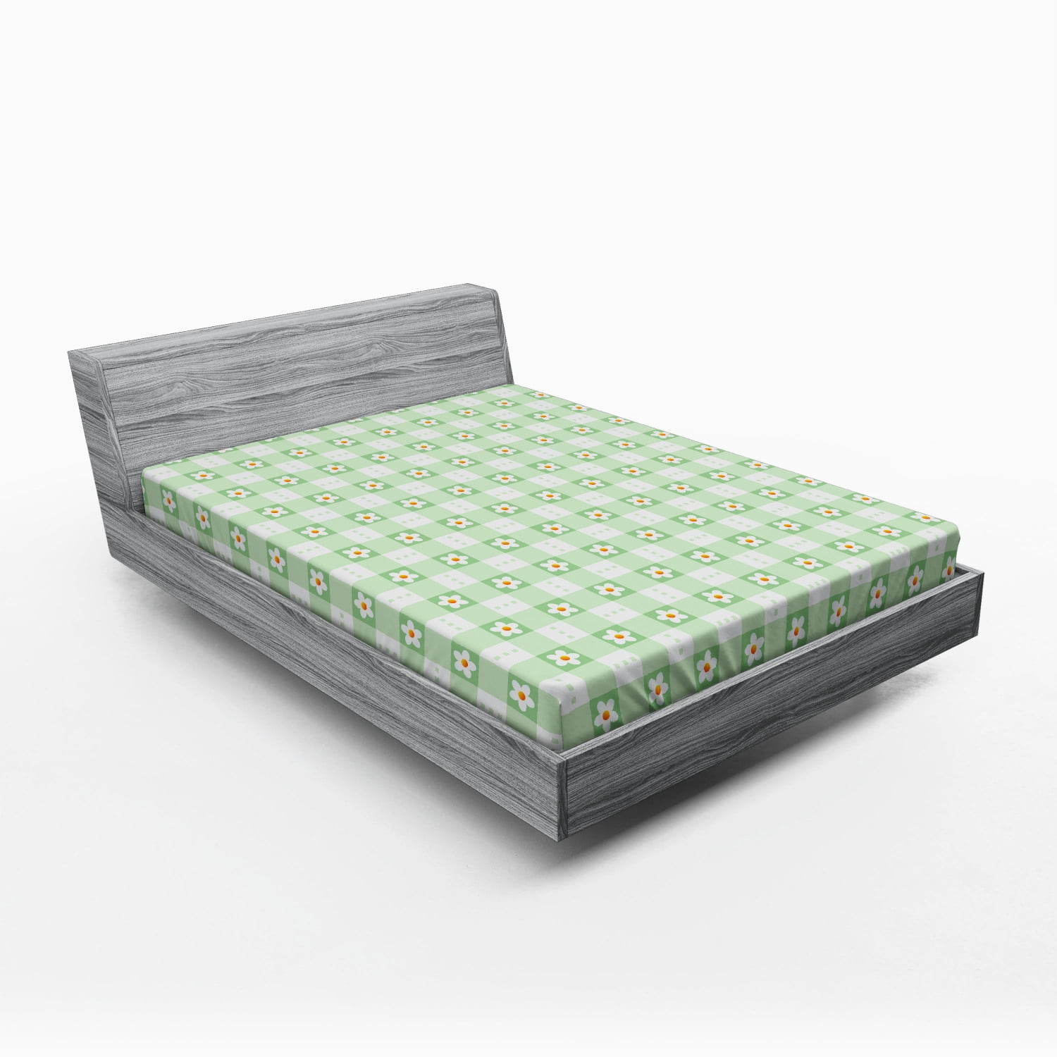 Ambesonne Mint Green Fitted Sheet, Daisy Flower Petals, Full Size, Mint ...