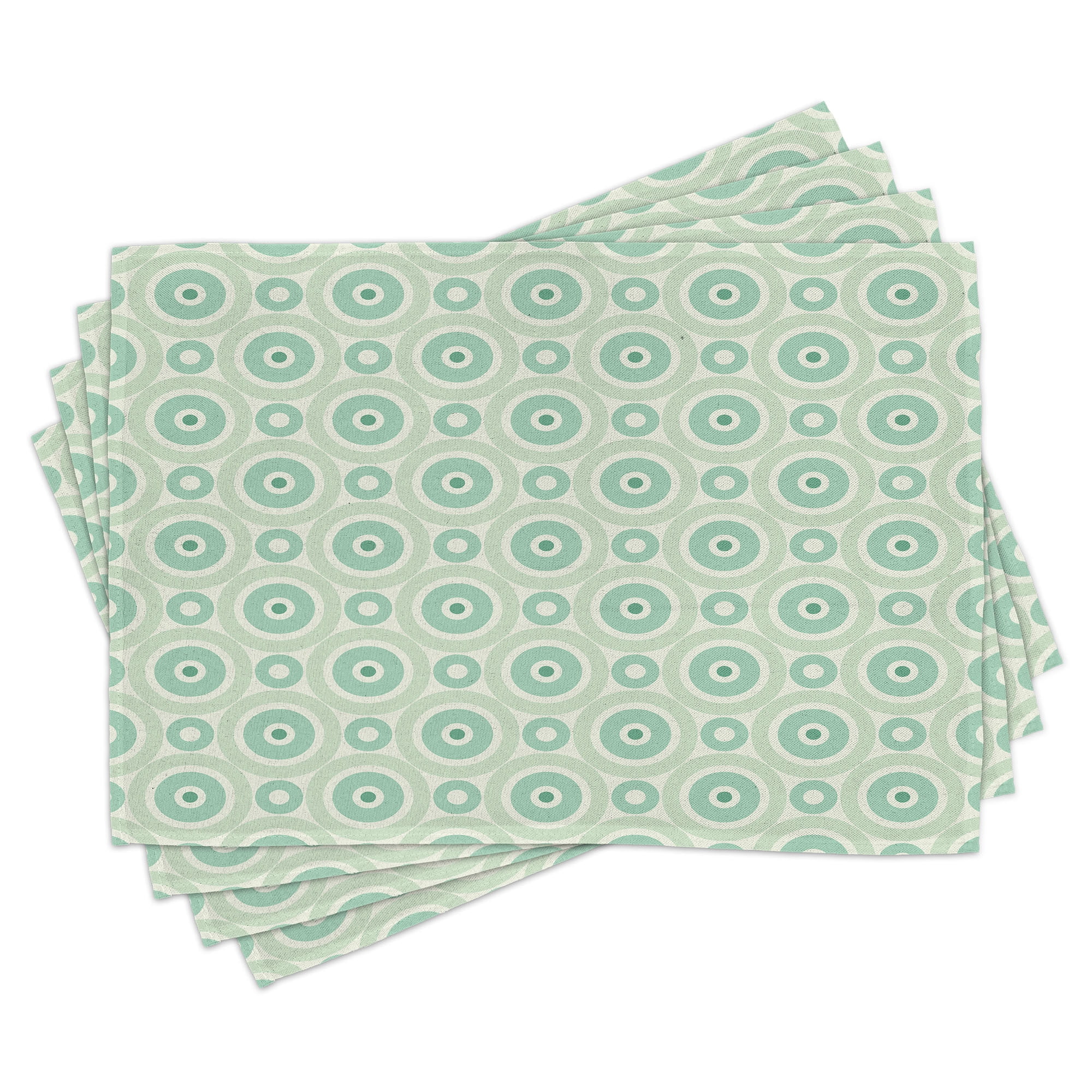 Ambesonne Mint Place Mats Set of 4, Retro Circles Geometric, Standard ...
