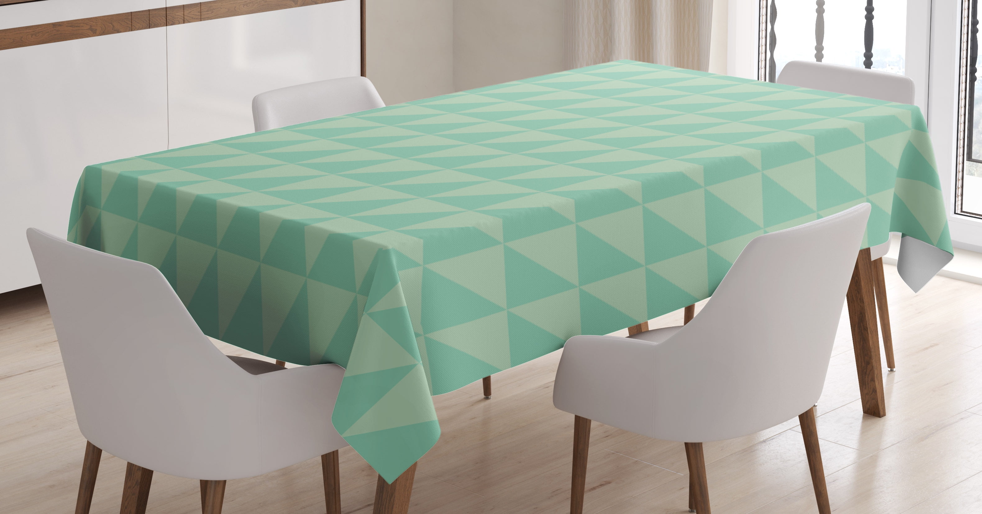 Ambesonne Mint Tablecloth Rectangular Table Cover, Half Squares ...