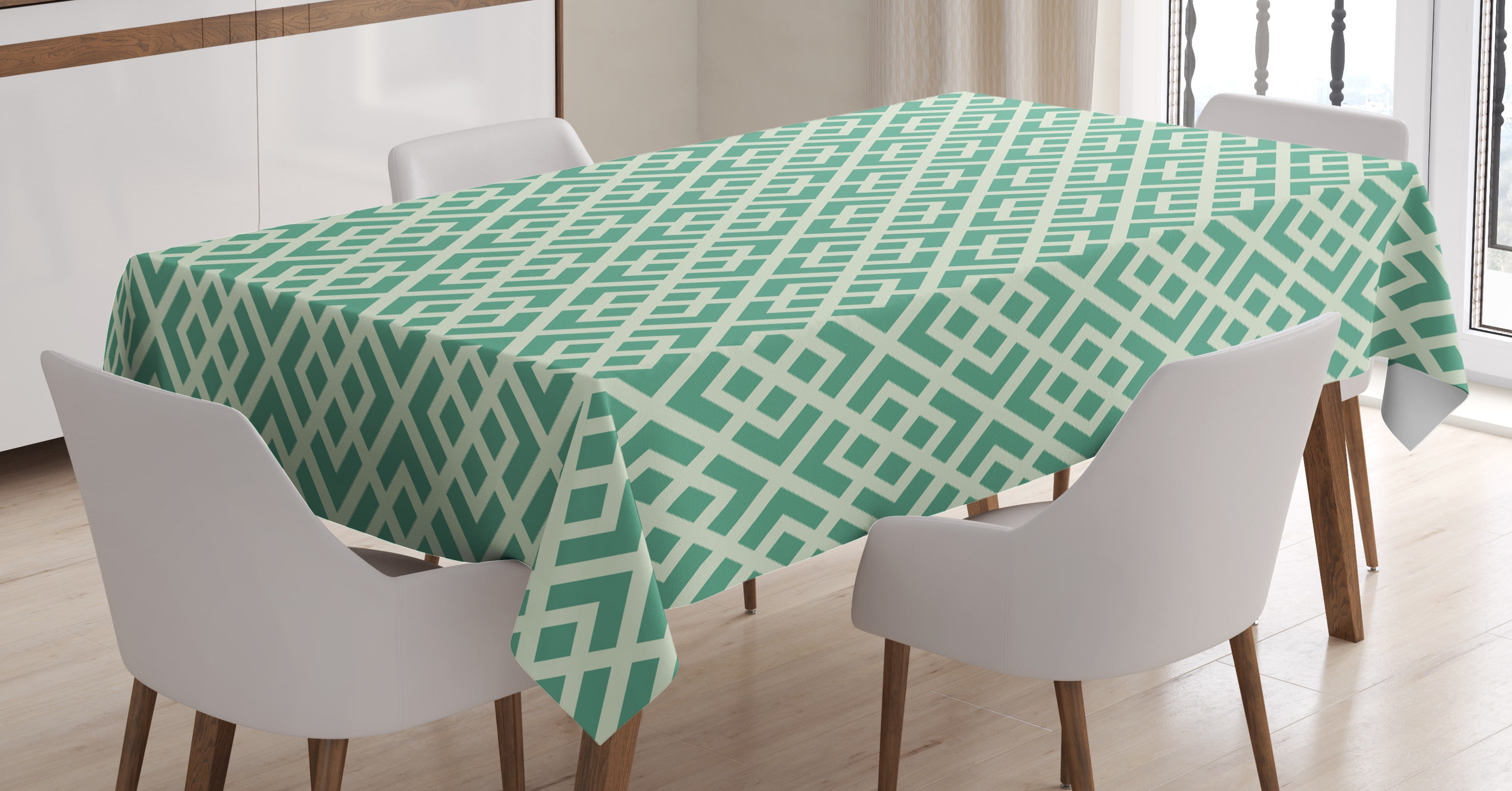 Ambesonne Mint Tablecloth Rectangular Table Cover, Shabby Abstract ...