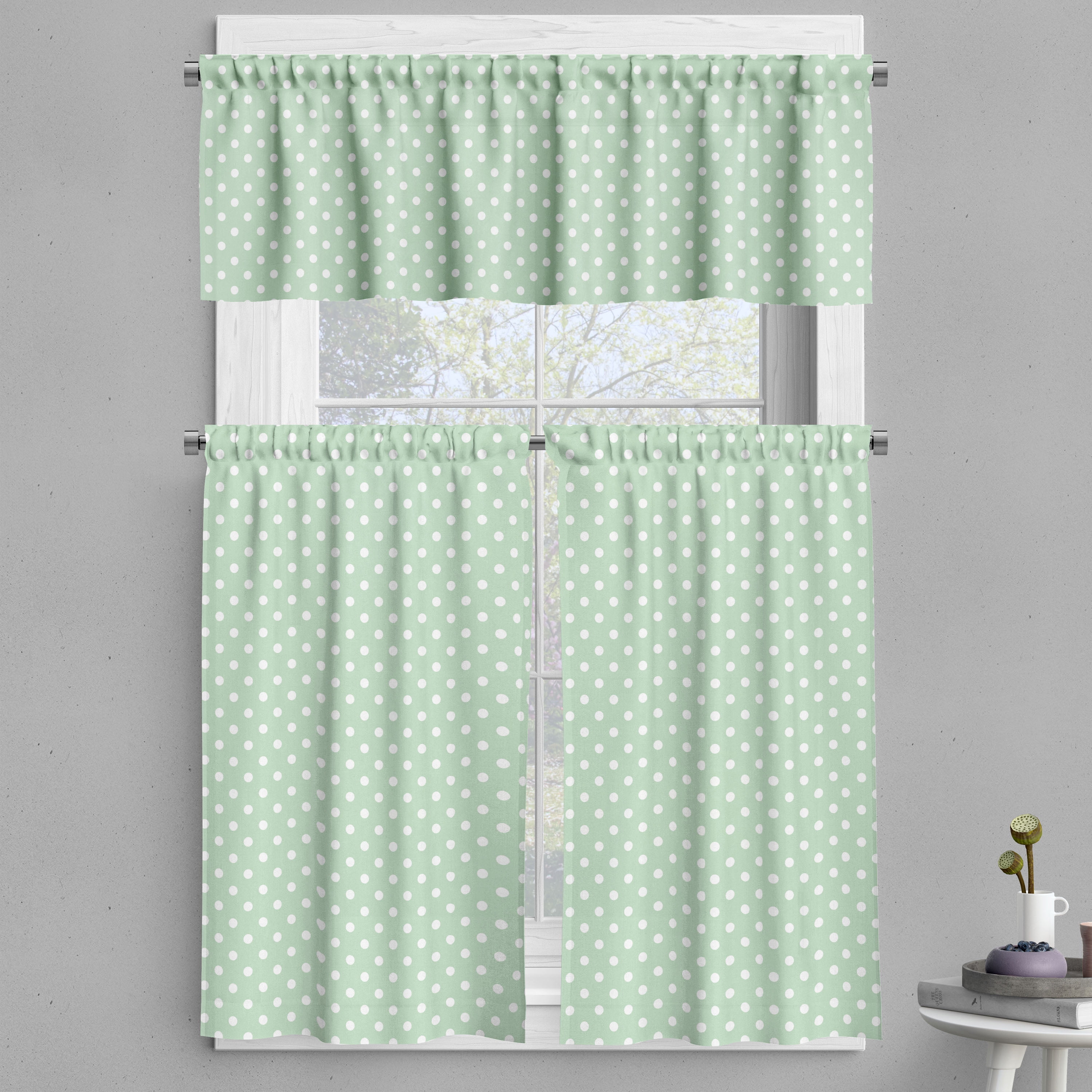Ambesonne Mint Valance & Curtain, Classical Vintage Fresh, 55"x30 ...
