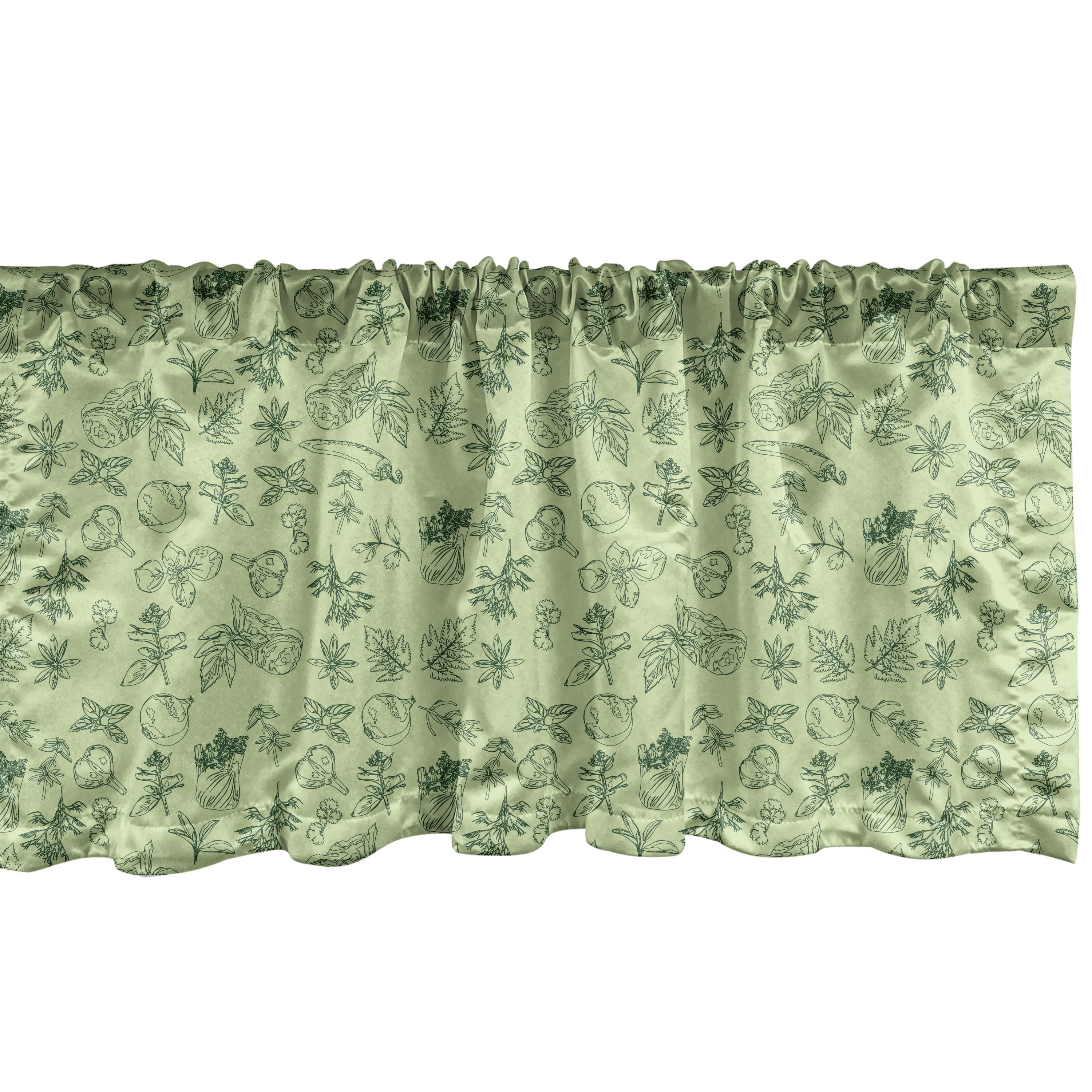 Ambesonne Mint Window Valance, Culinary Herbs Spices Oregano, 54" X 18 ...