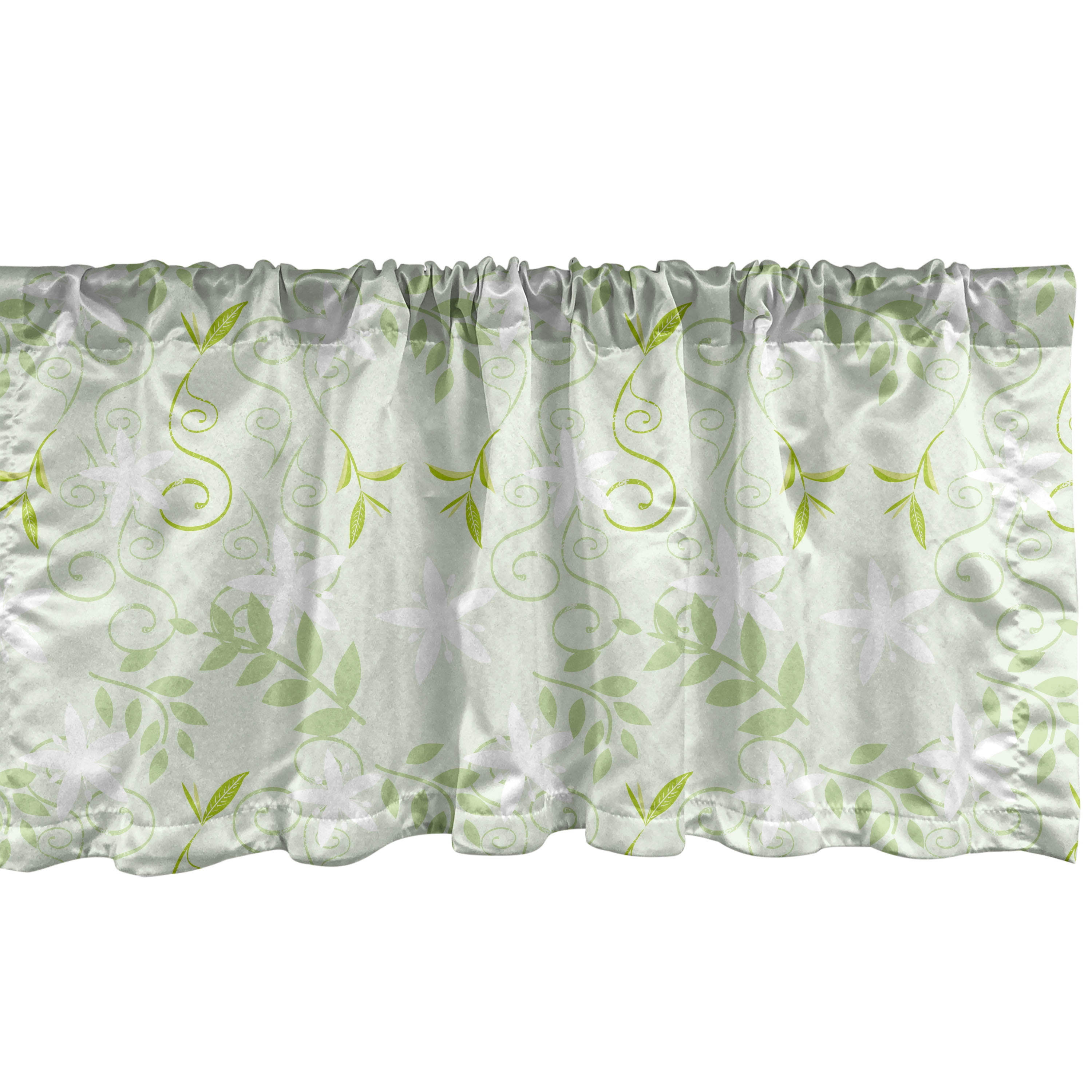 Ambesonne Mint Window Valance, Swirls Floral Branches, 54" X 18", Fern ...