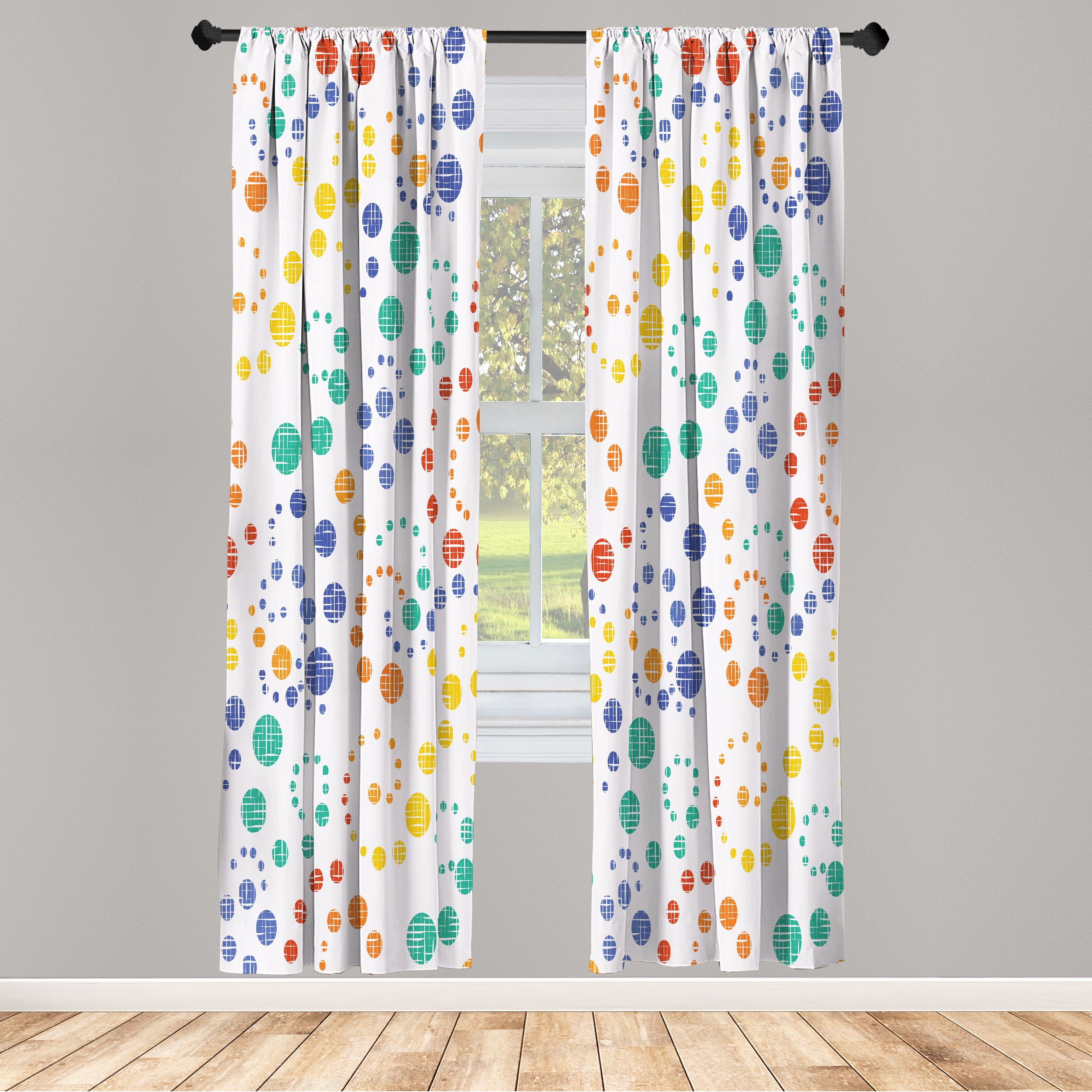 Ambesonne Modern Art Curtains, Grunge Polka Dots Print, Pair of 28"x84 ...