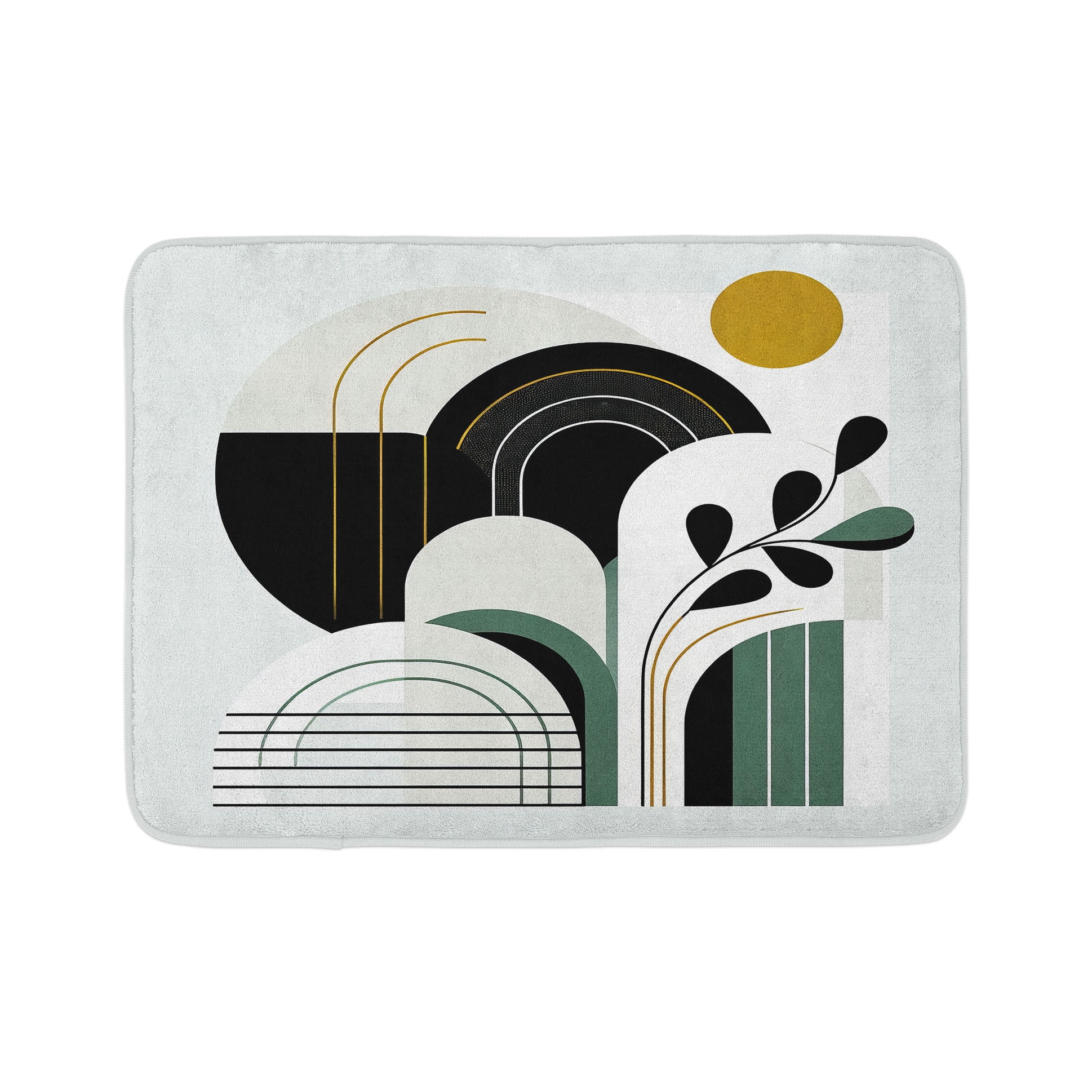 Ambesonne Modern Bath Mat, Mid Century Boho Leafy Sun, 30.2" x 20 ...