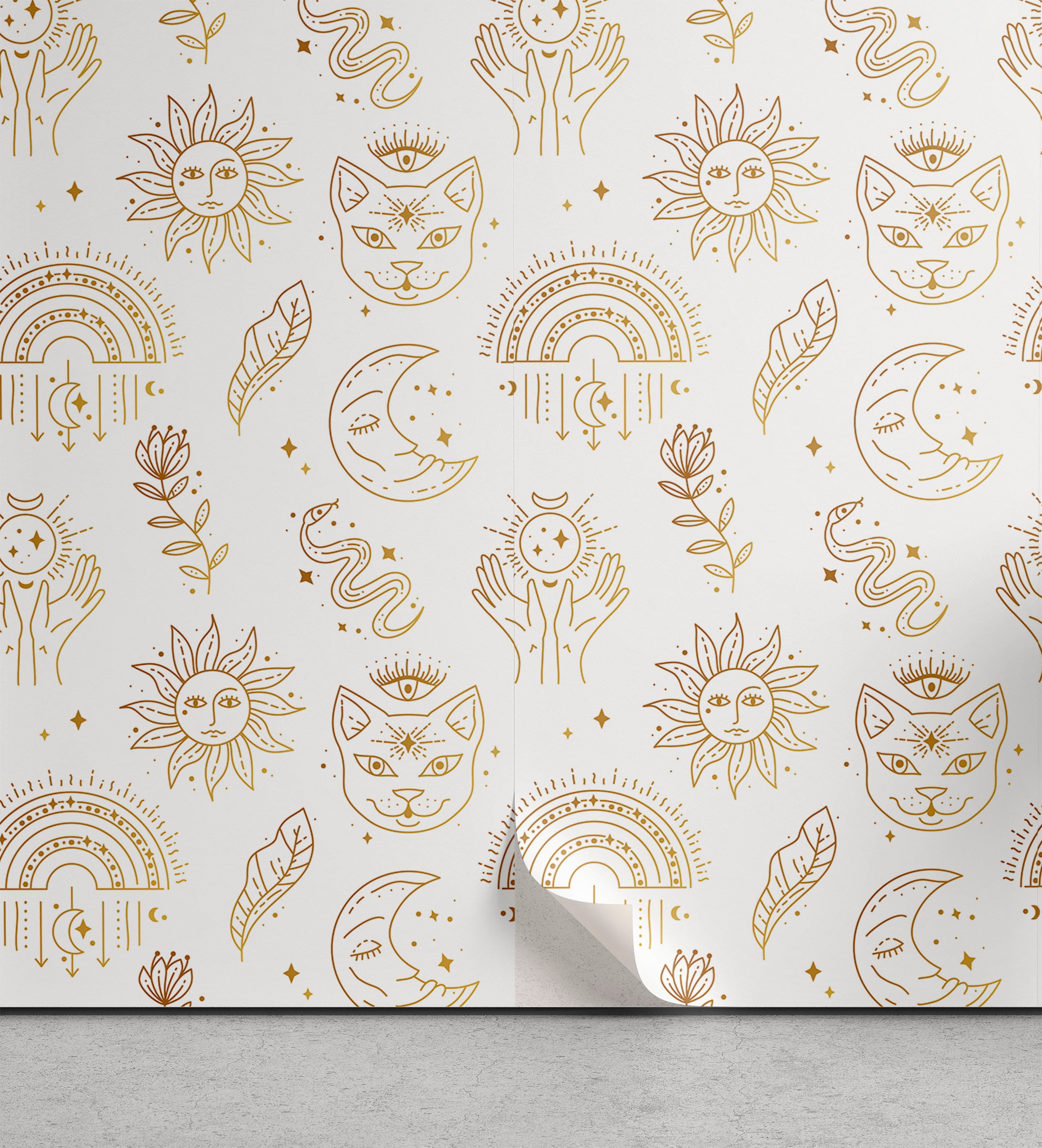 Ambesonne Modern Boho Peel & Stick Wallpaper for Home, Cat Sun Sleeping ...
