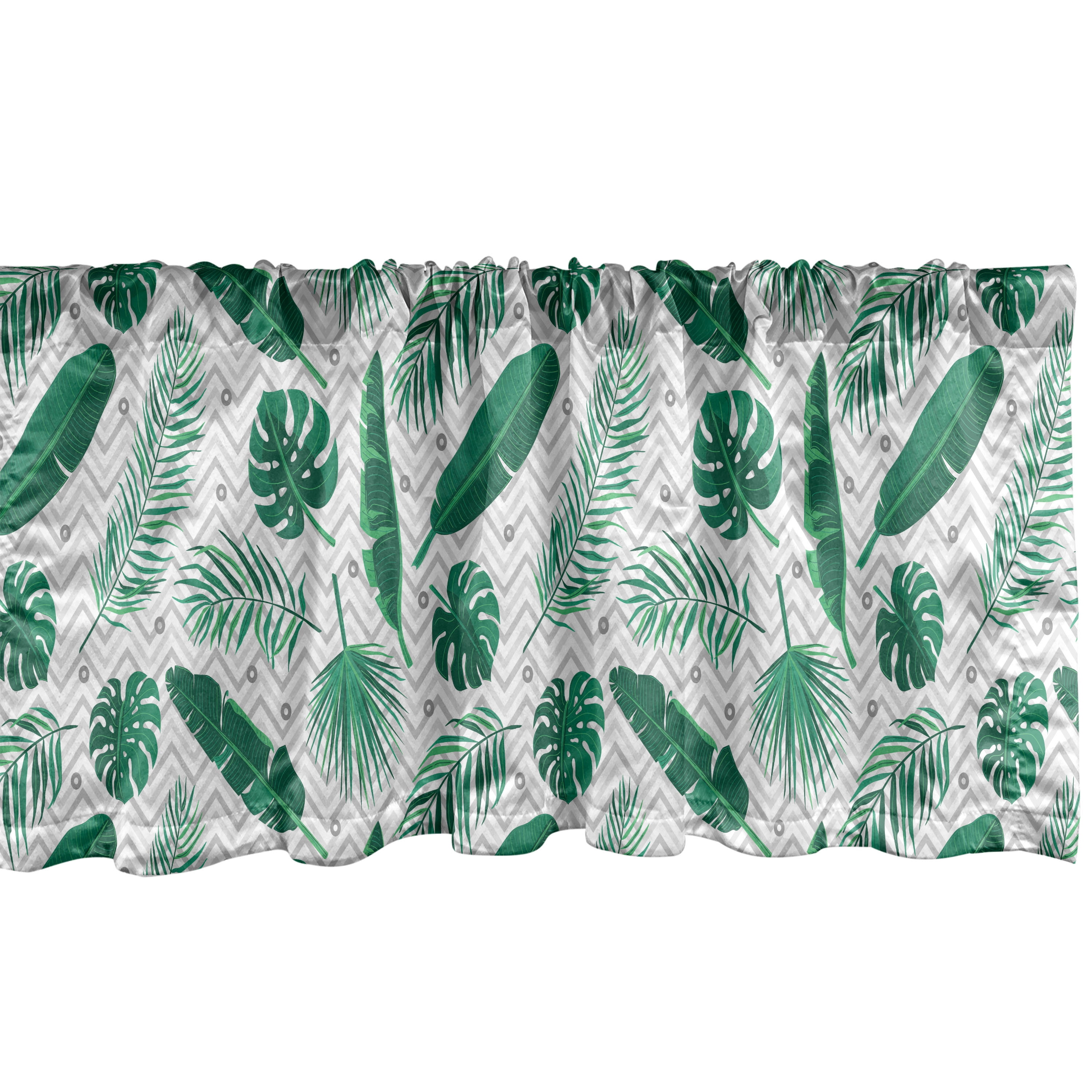 Ambesonne Modern Boho Window Valance, Tropic Leaf Designs, 54" X 18 ...