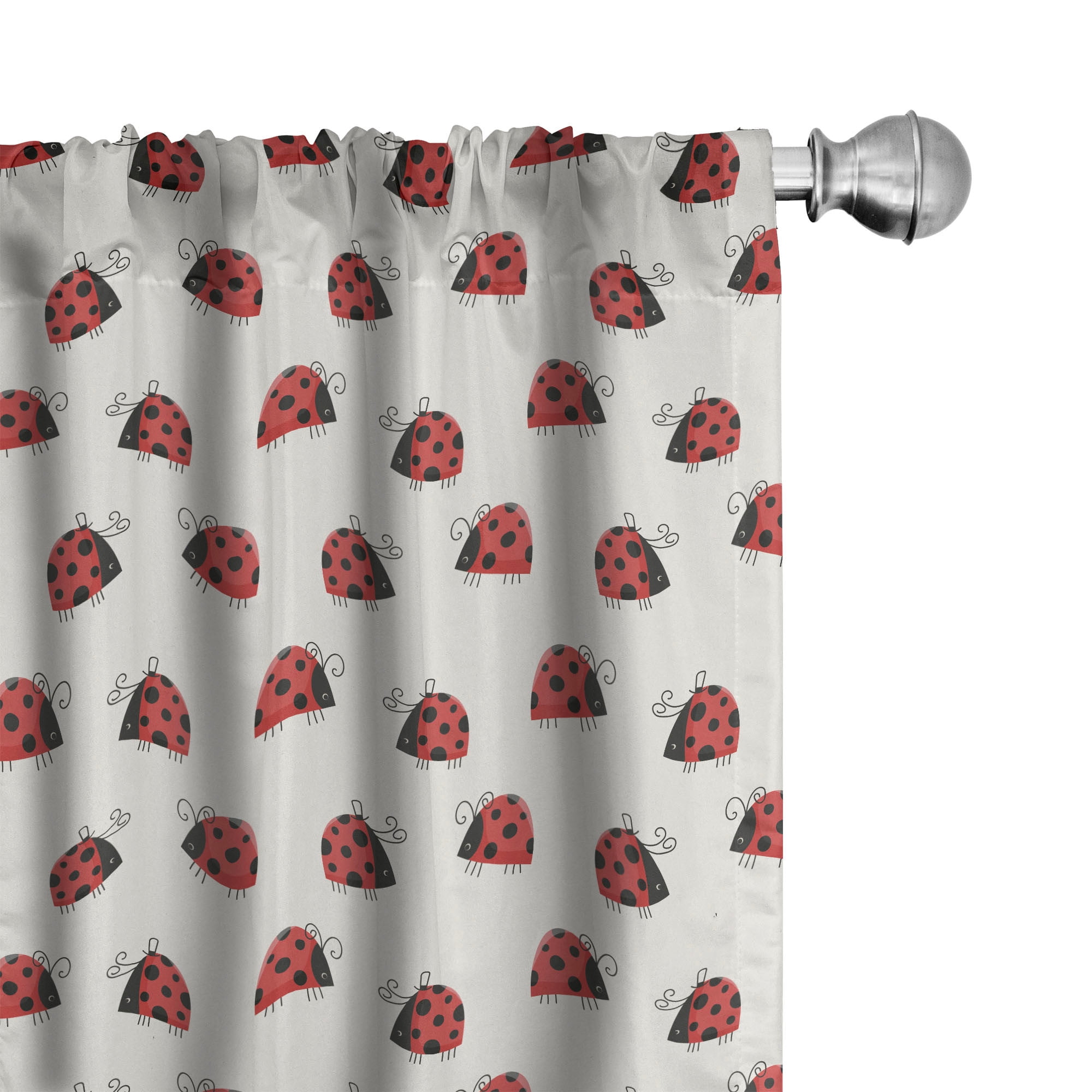 Ambesonne Modern Curtains, Hand-Drawn Ladybugs Plot, Pair of 28"x63 ...