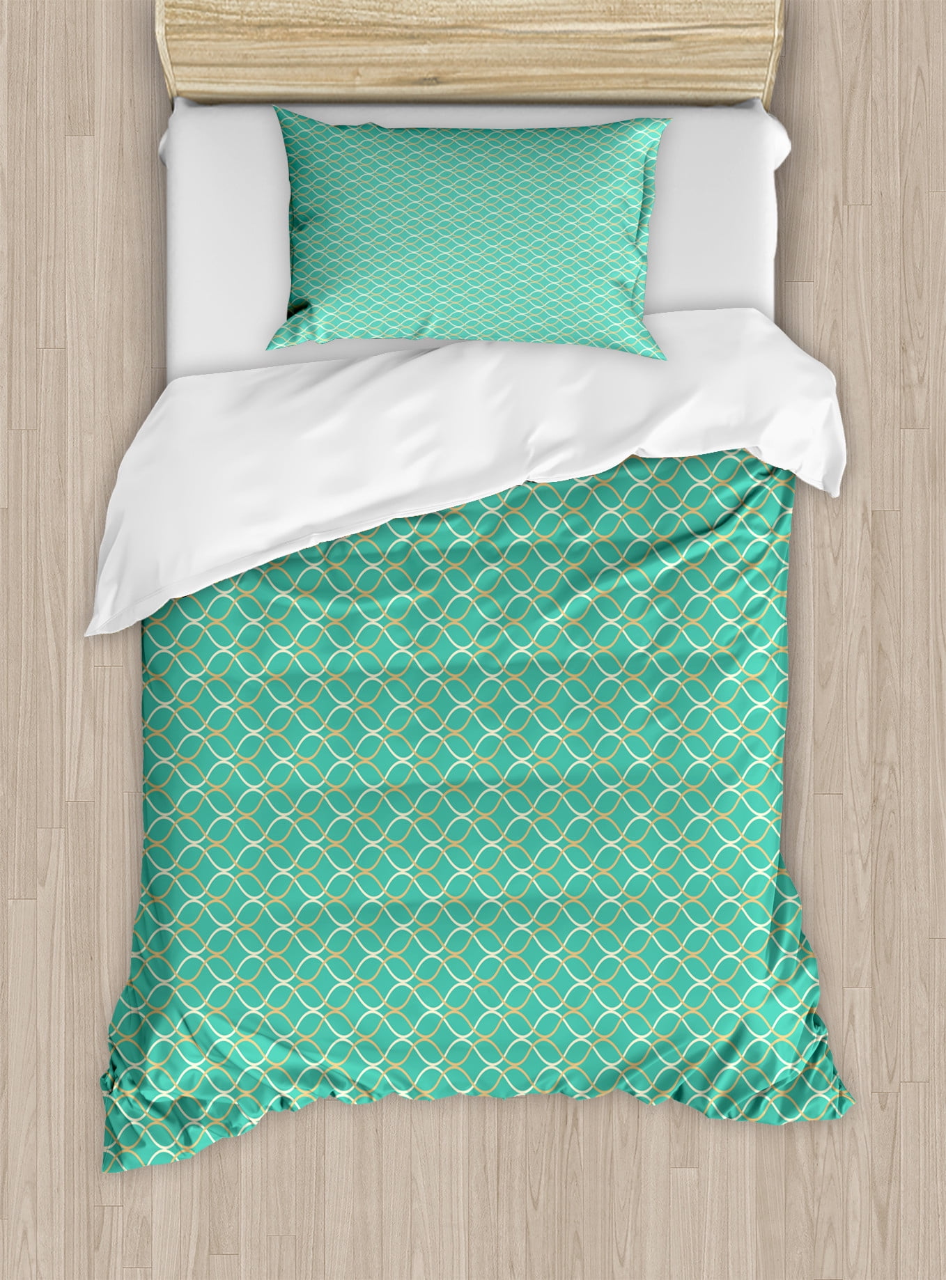 Ambesonne Modern Duvet Cover Sets, Wavy Horizontal Lines, 2-Twin, Pale ...