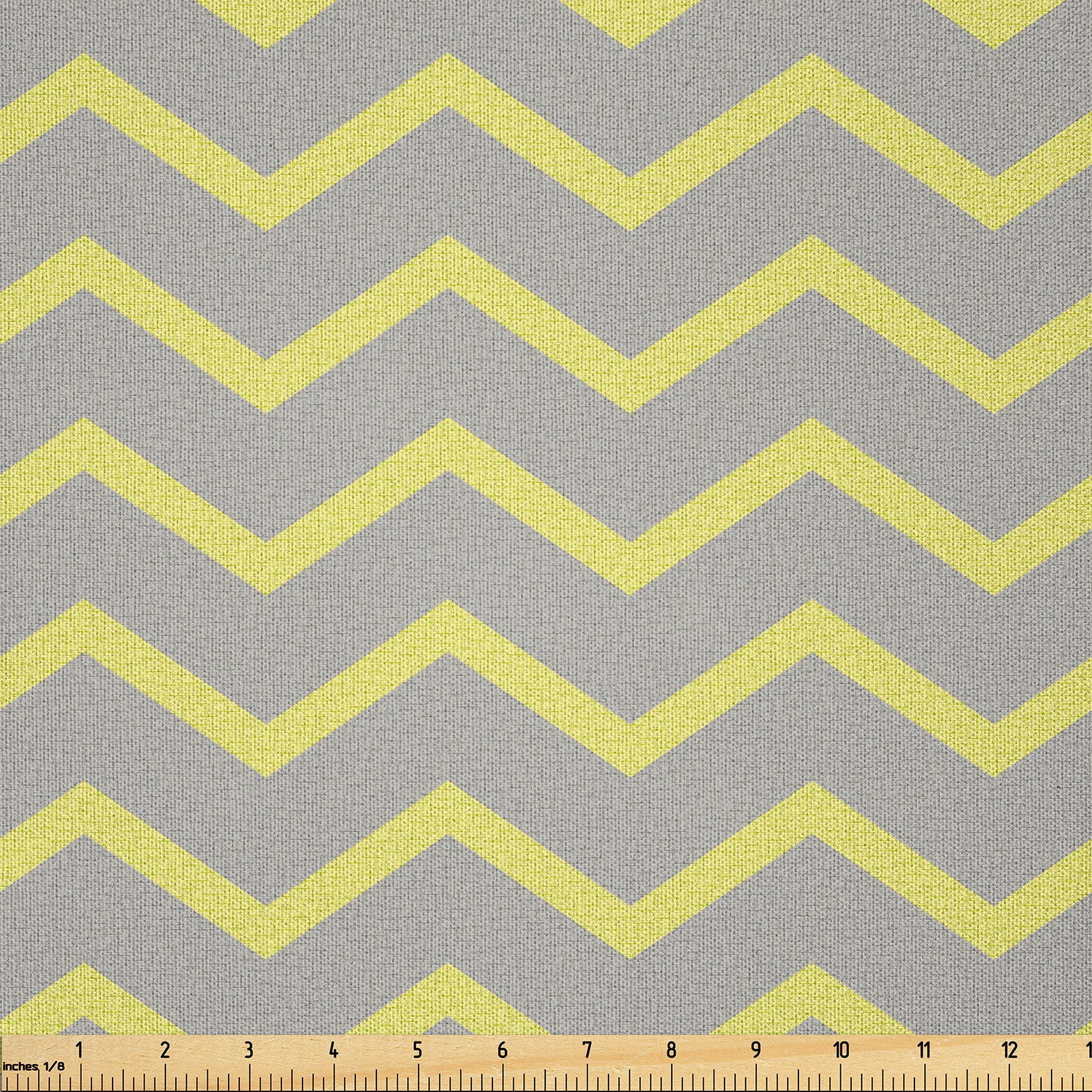 Ambesonne Modern Fabric by the Yard Microfiber, Yellow Grey Zig Zag, 2 Yards, Pale Grey and ...