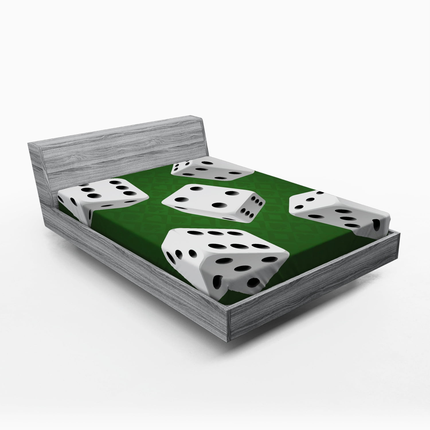 Ambesonne Modern Fitted Sheet, Casino Rolling Dice Set, Full Size ...