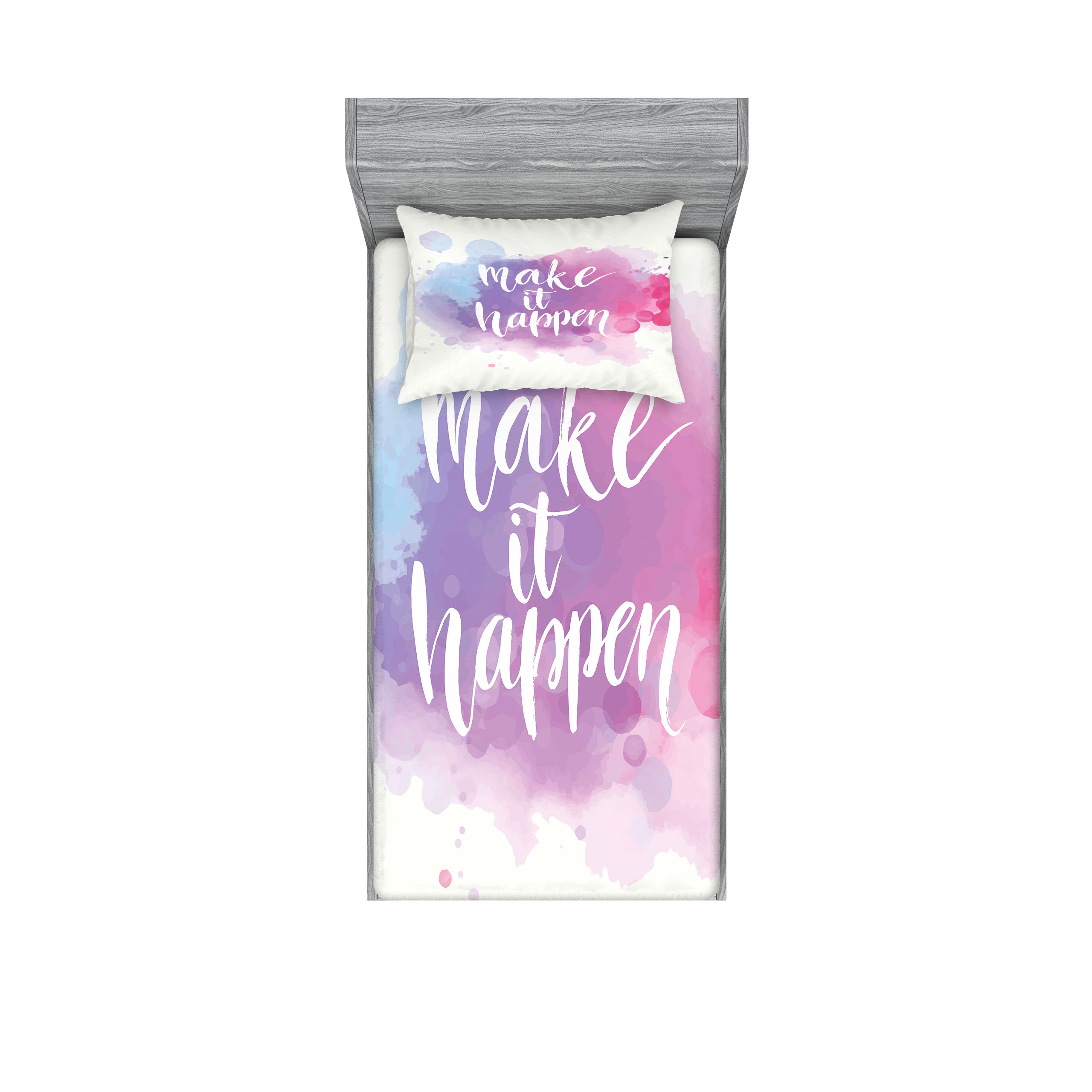 Ambesonne Modern Fitted Sheet & Pillow Sham Set, Positive Words Paint ...