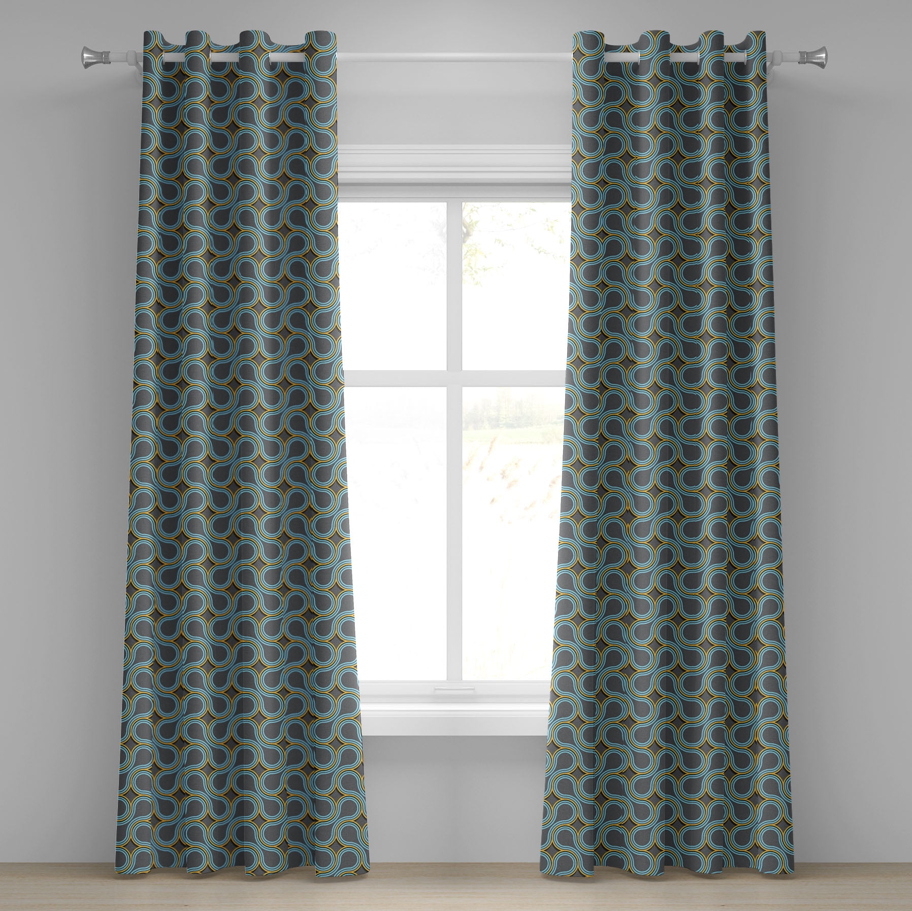 Ambesonne Modern Grommet Curtain, Twisted Tangled Lines, 50" x 72 ...