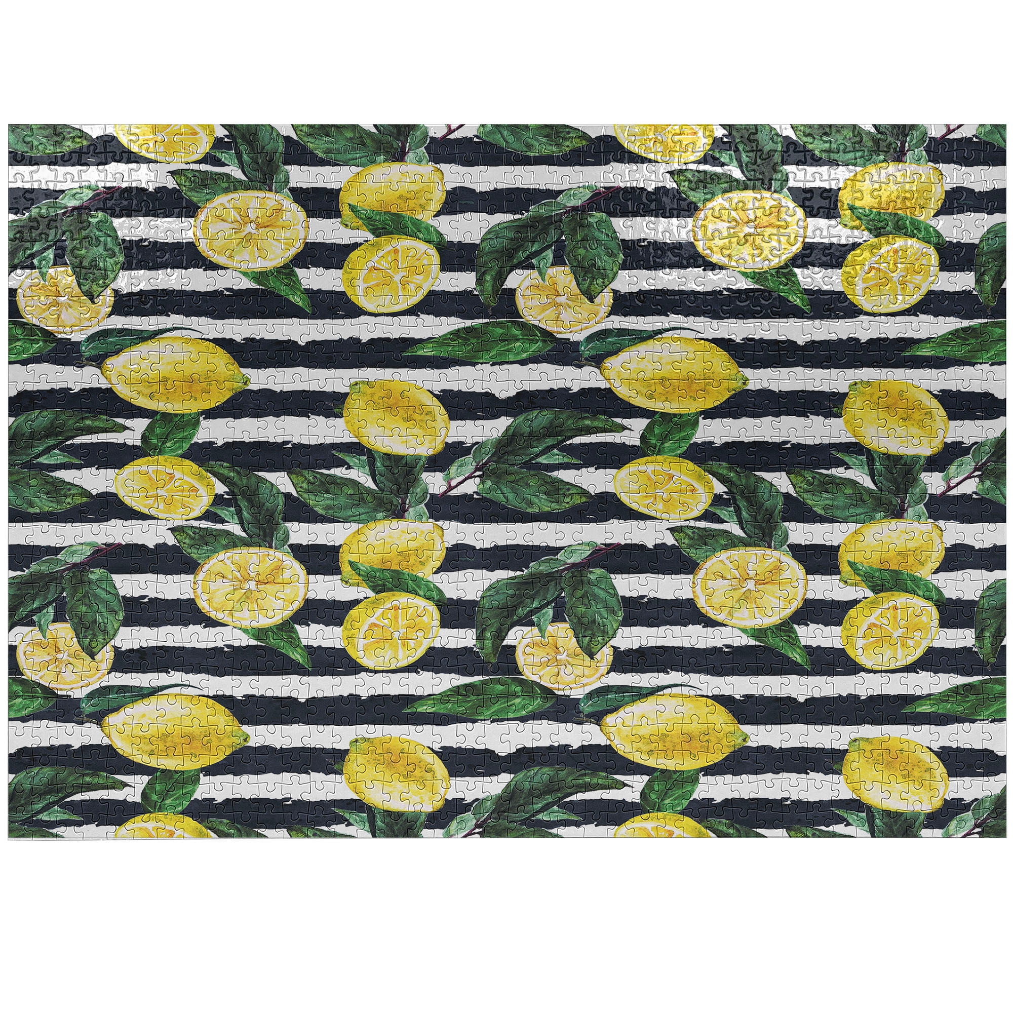 Ambesonne Modern Jigsaw Puzzle Durable Cardboard, Fresh Lemons Striped ...