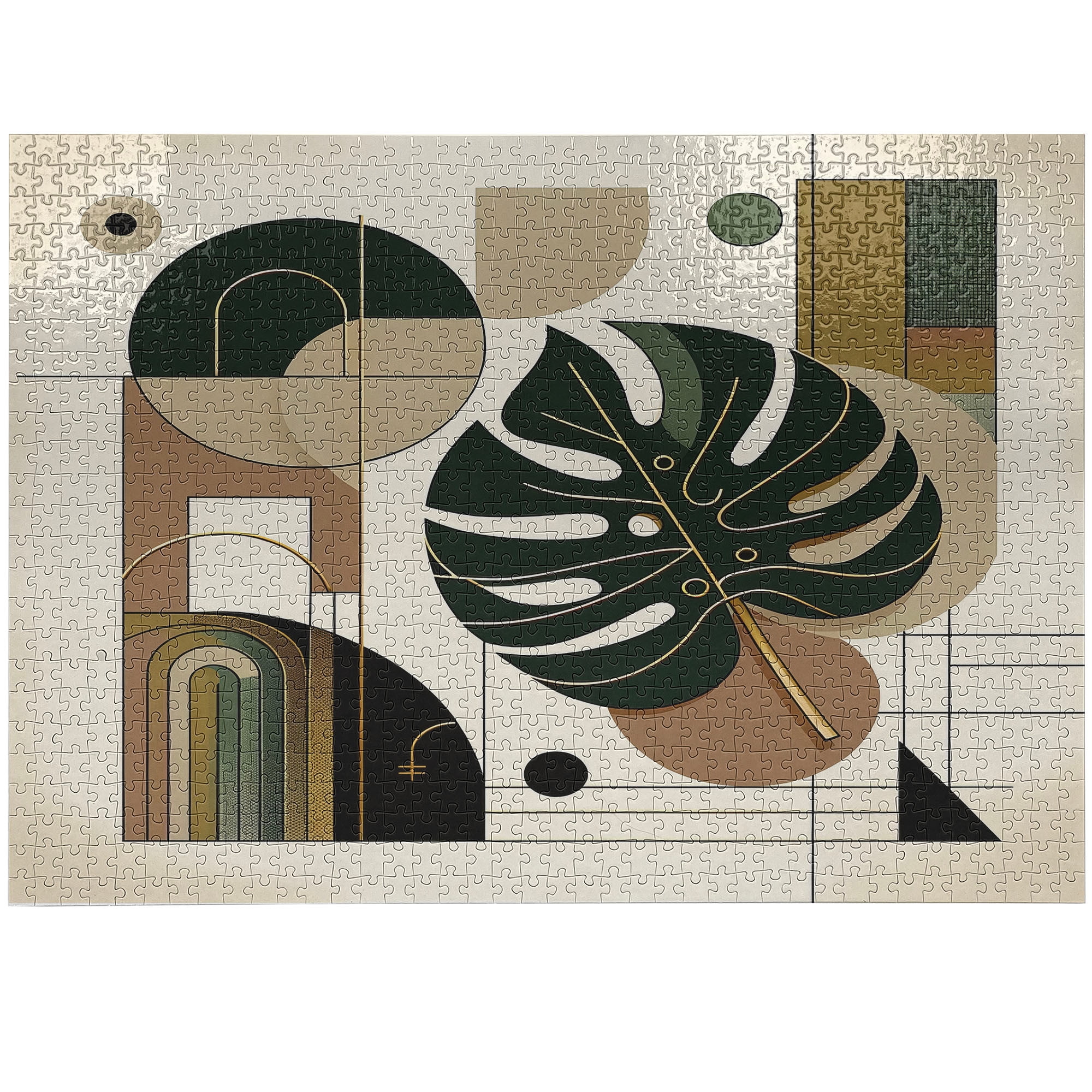 Ambesonne Modern Jigsaw Puzzle, Monstera Leaf Mid Century, Heirloom ...
