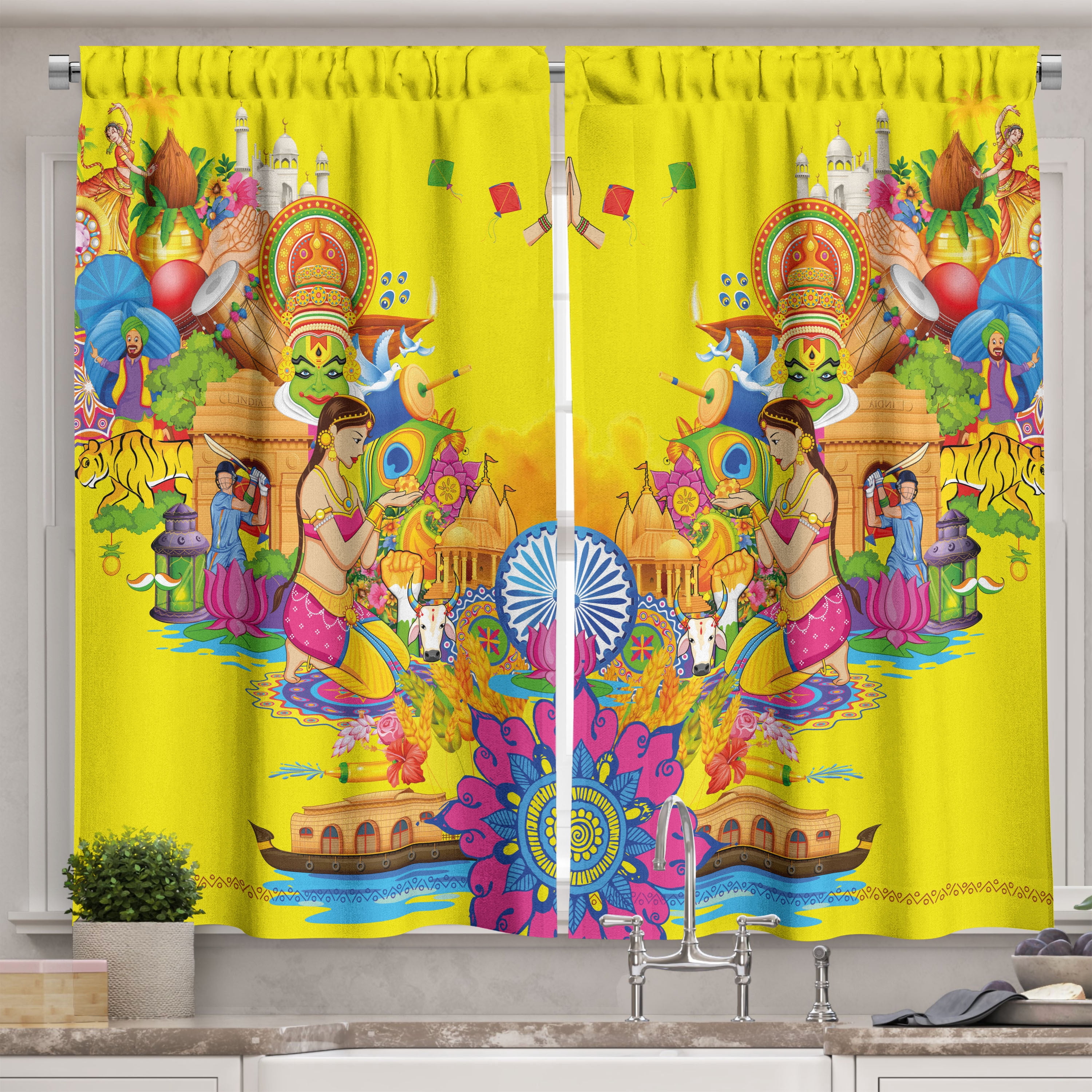 Ambesonne Modern Kitchen Curtains, Summer Fan Cooler, 55"x45", Pale ...