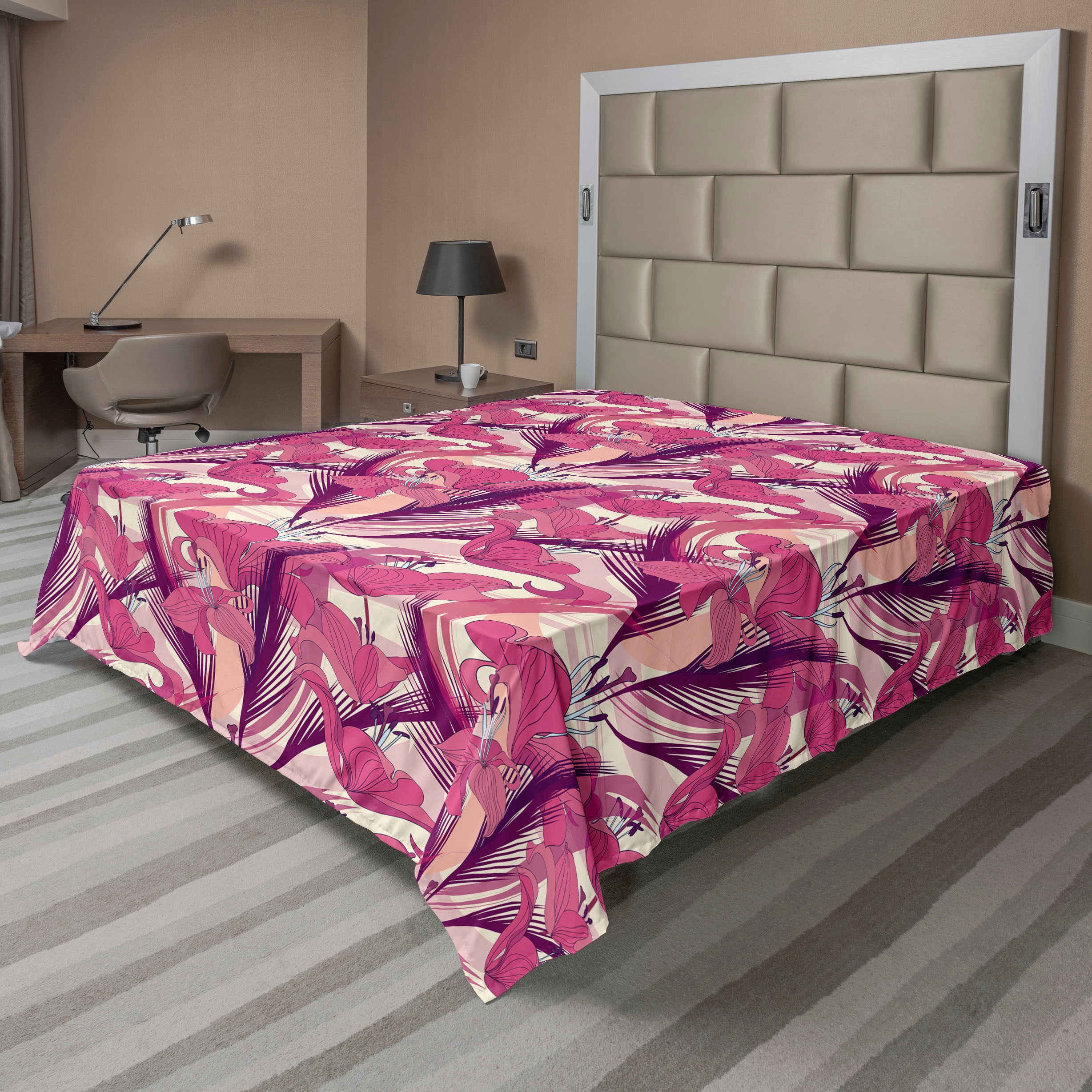 Ambesonne Modern Lily Flat Bedding Sheet Soft Top Sheet, Pastel ...