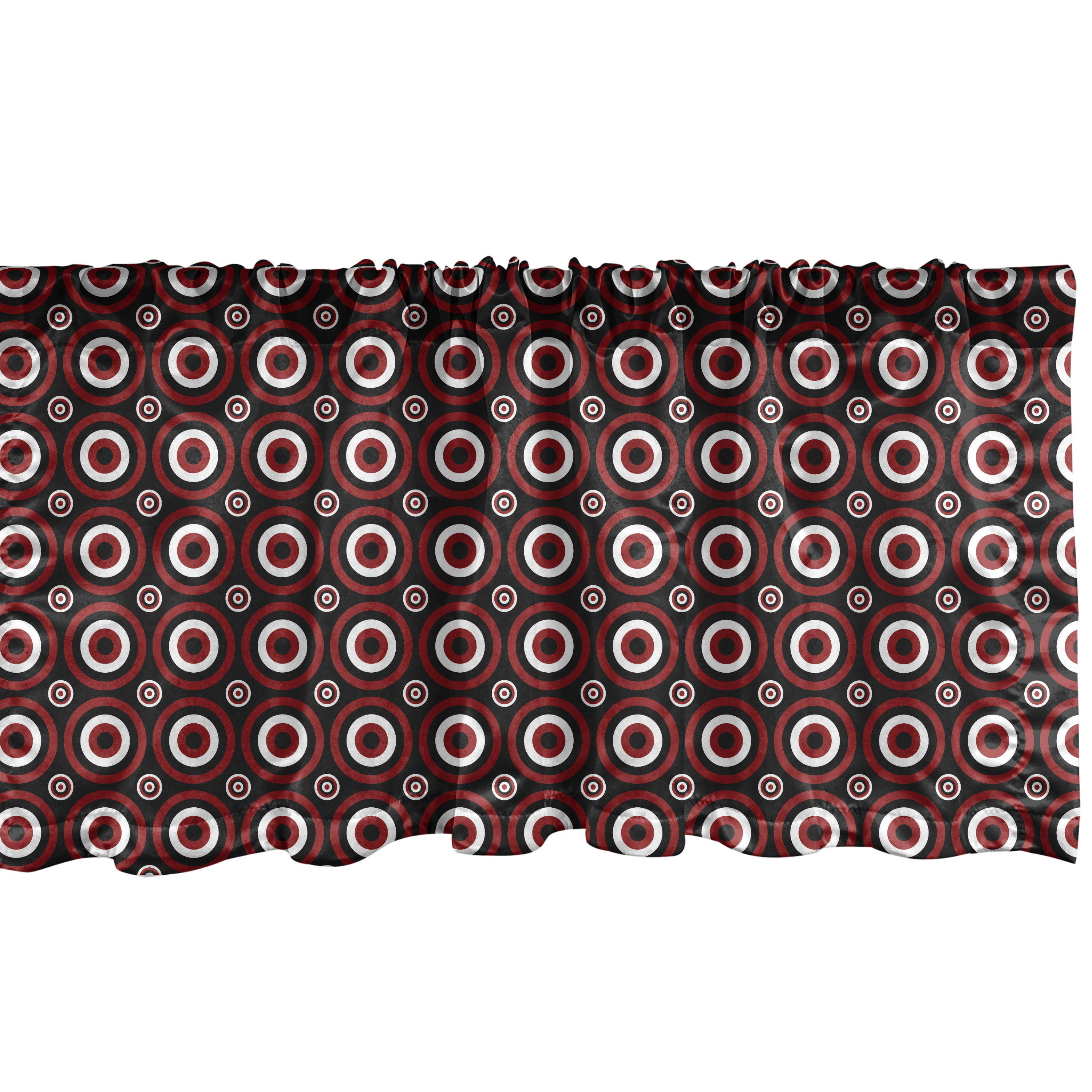 Ambesonne Modern Maroon Window Valance, Little and Big Circle, 54" X 18 ...