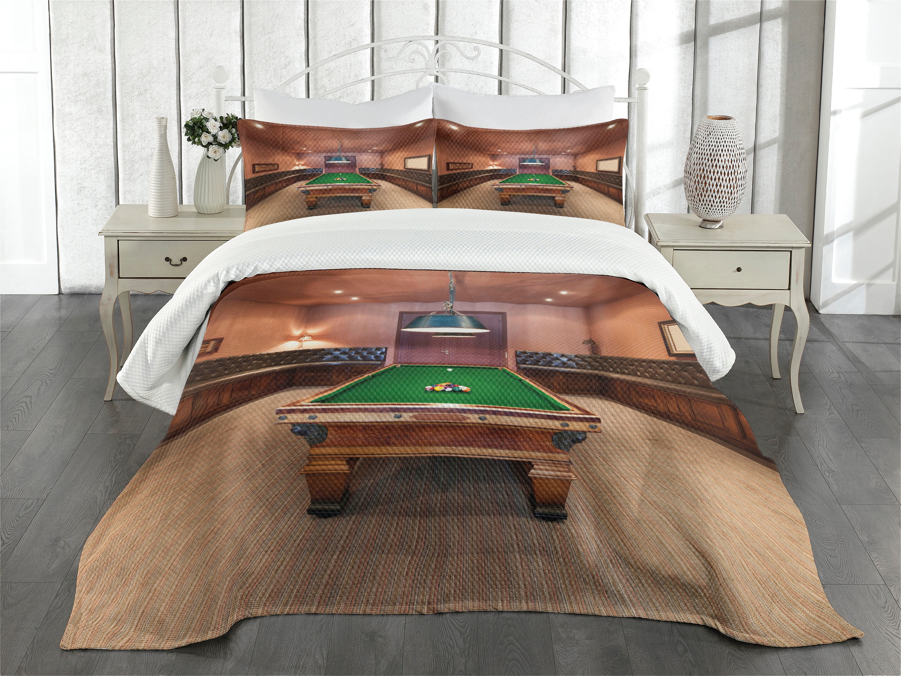 Ambesonne Modern Quilted Bedspread Set 3 Pcs, Pool Table Billiard ...