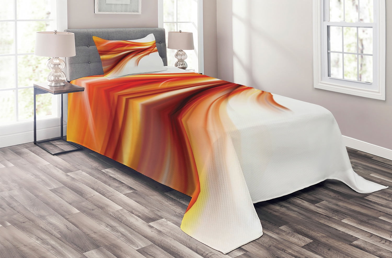 Ambesonne Modern Quilted Coverlet 2 Pcs, Blurred Smock Art Rays, Twin ...