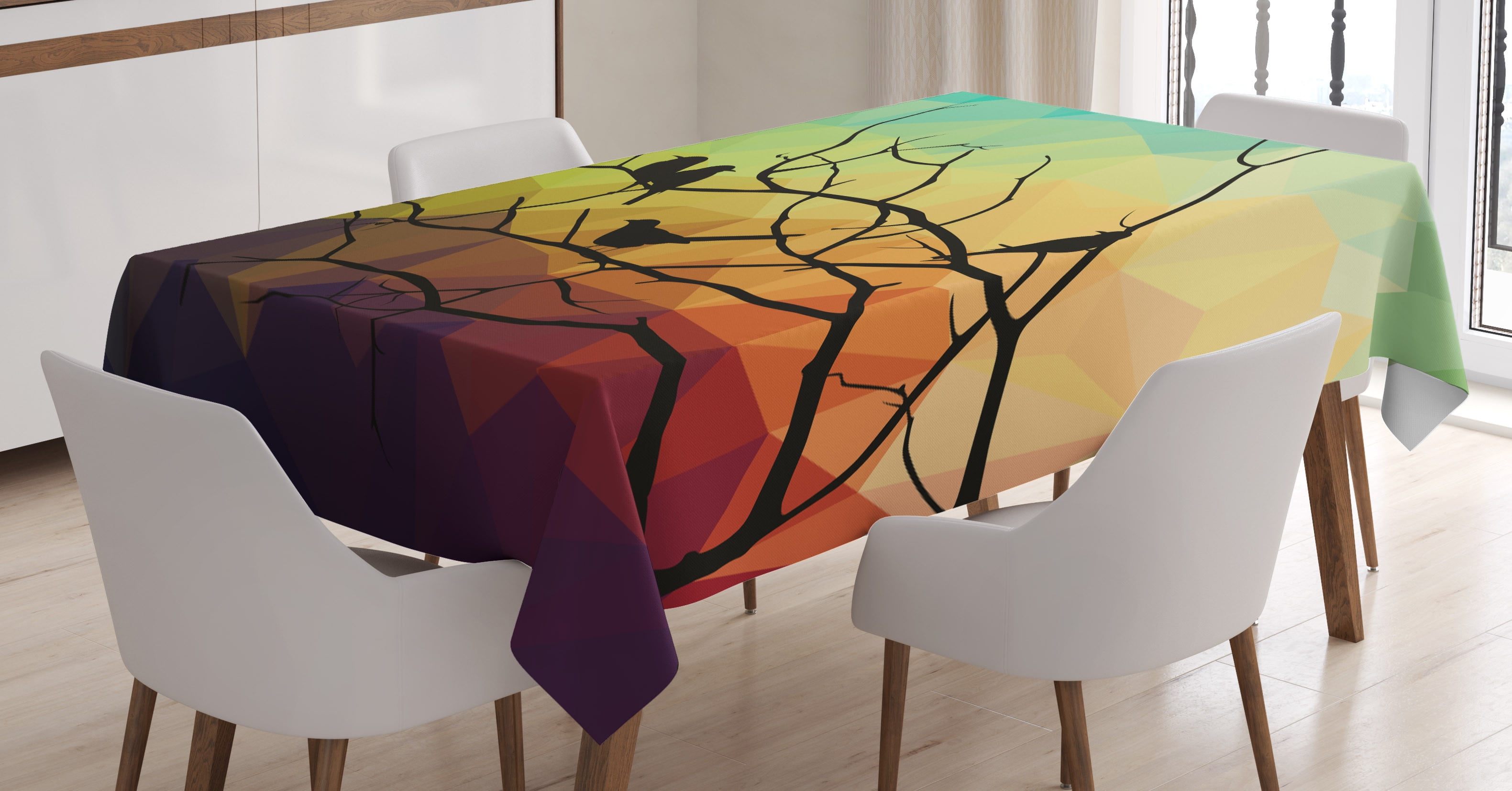 Ambesonne Modern Tablecloth Rectangular Table Cover, Abstract Bird and ...